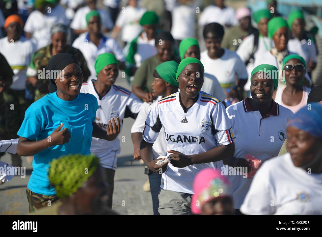 On August 22, a Ugandan AMISOM Peacekeeper led a chant during a walk ...