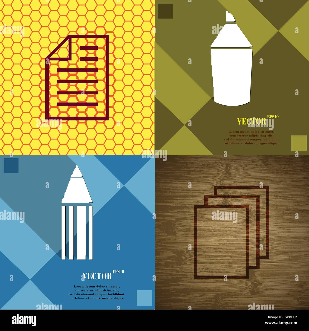Set of abstract backgrounds with different web icons Stock Vector Image ...