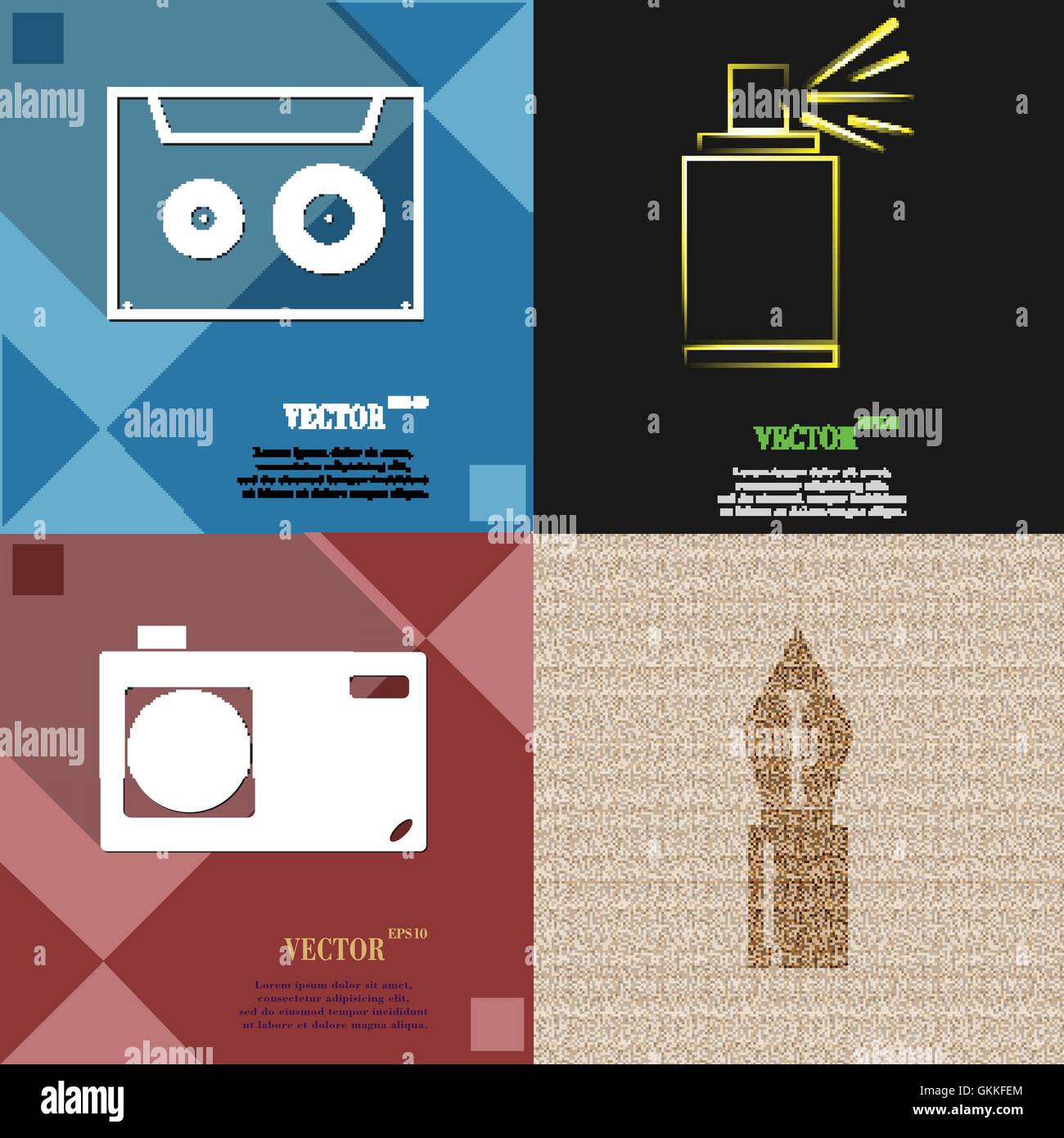 Set of abstract backgrounds with different web icons Stock Vector Image ...