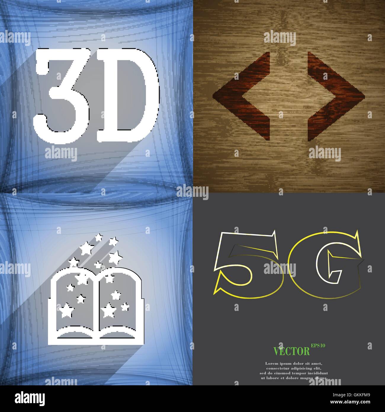Set of abstract backgrounds with different web icons Stock Vector Image ...