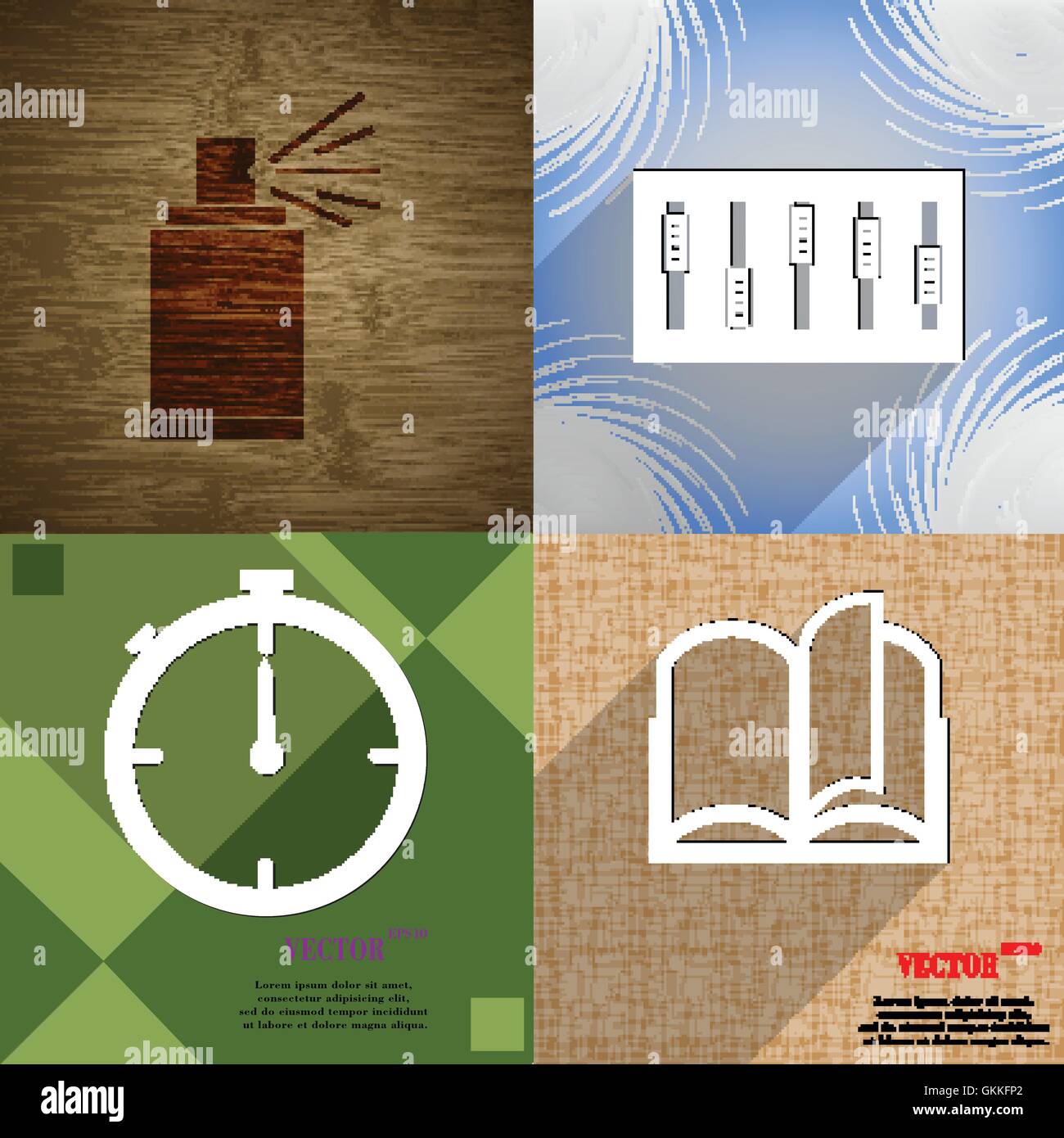 Set of abstract backgrounds with different web icons Stock Vector Image ...