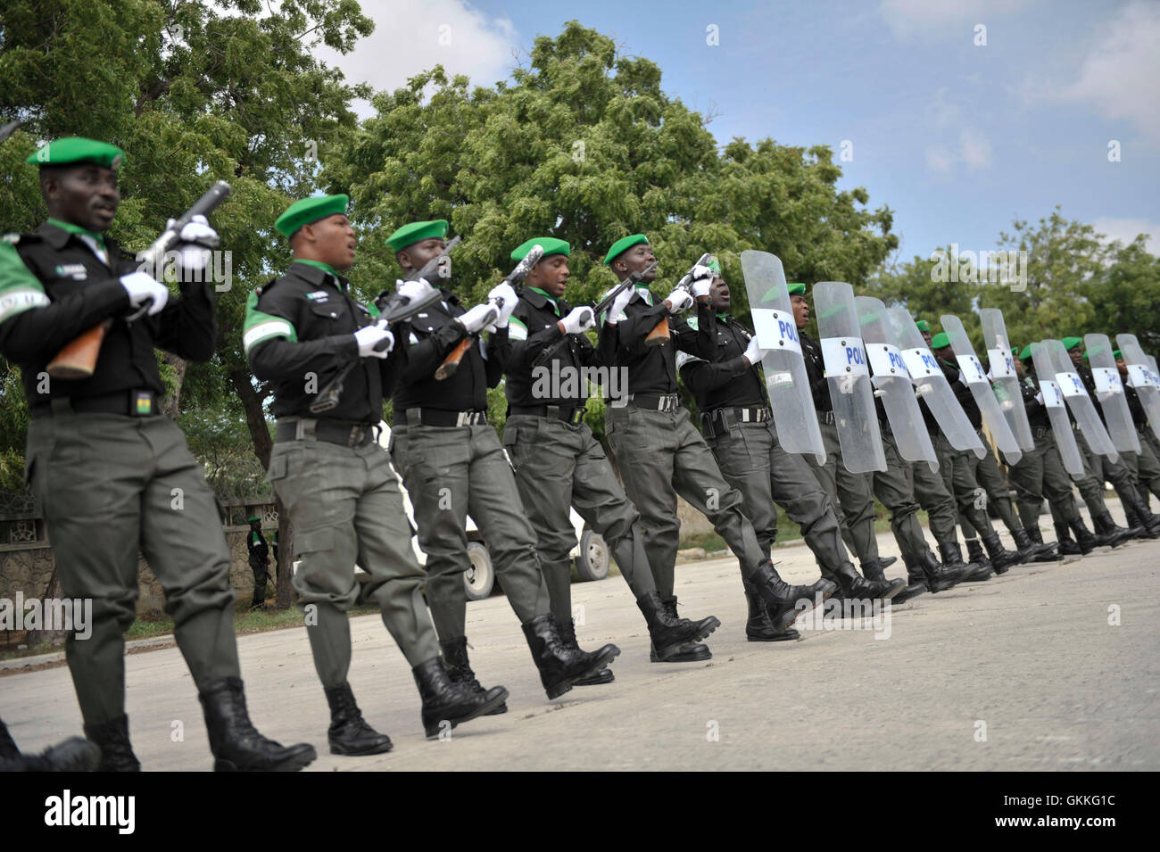 Nigerian AMISOM Police Officers attend a medal award ceremony on ...