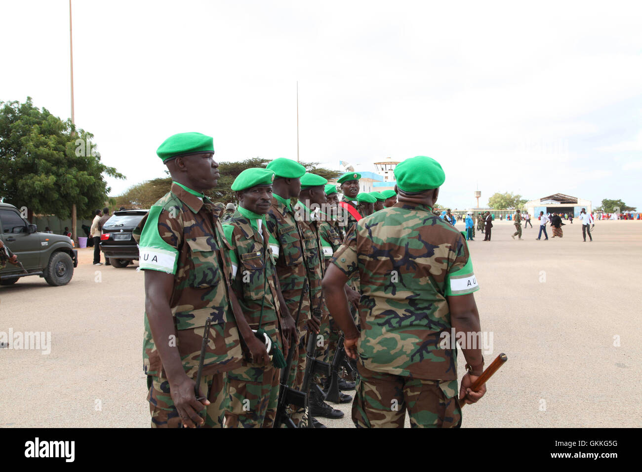 On December 18, 2014, African Union soldiers parade during a ceremony ...