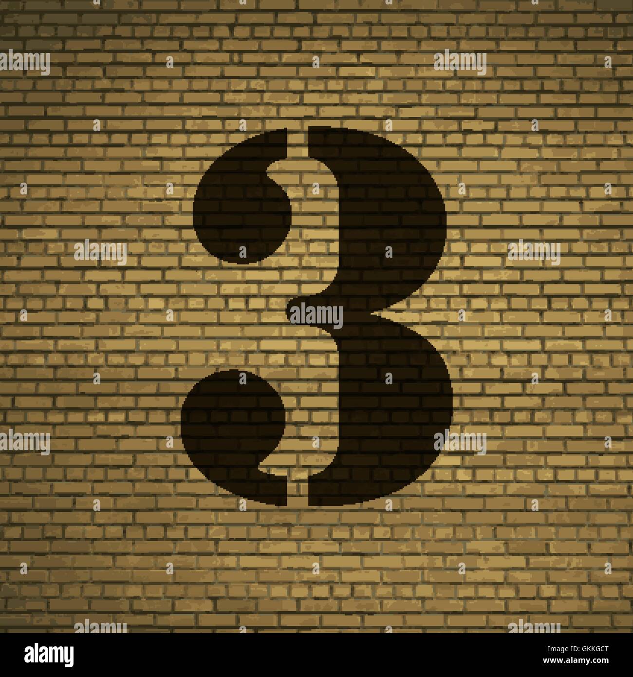 number three icon symbol Flat modern web design with long shadow and ...