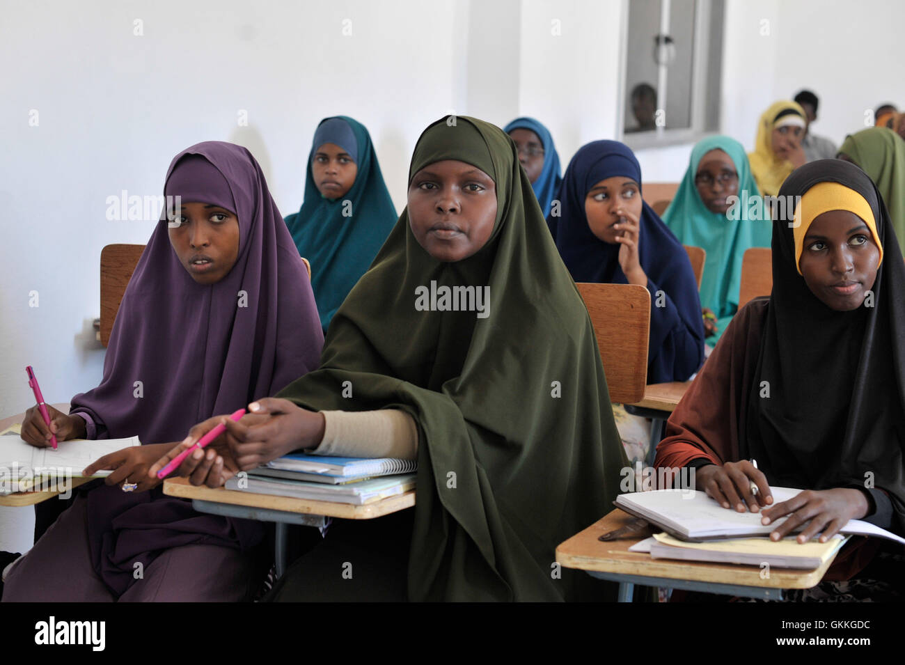 Somali students attend classes at the Somali National University in ...