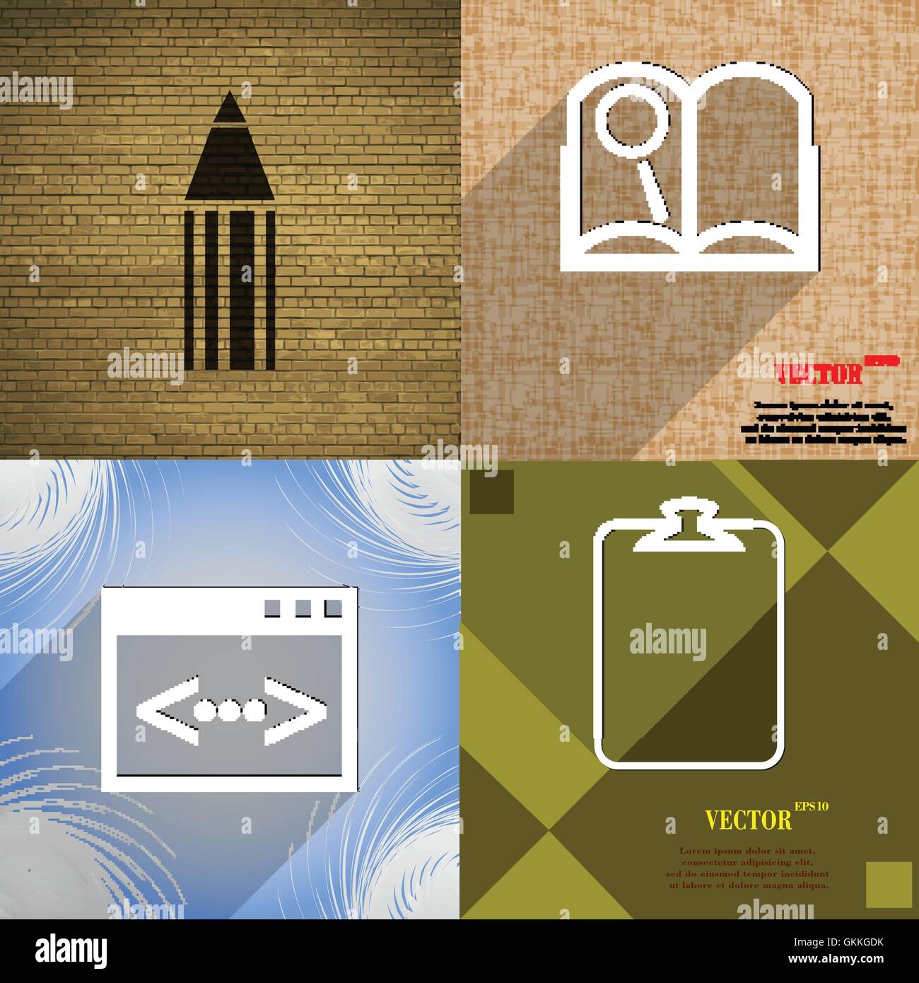 Set of abstract backgrounds with different web icons Stock Vector Image ...