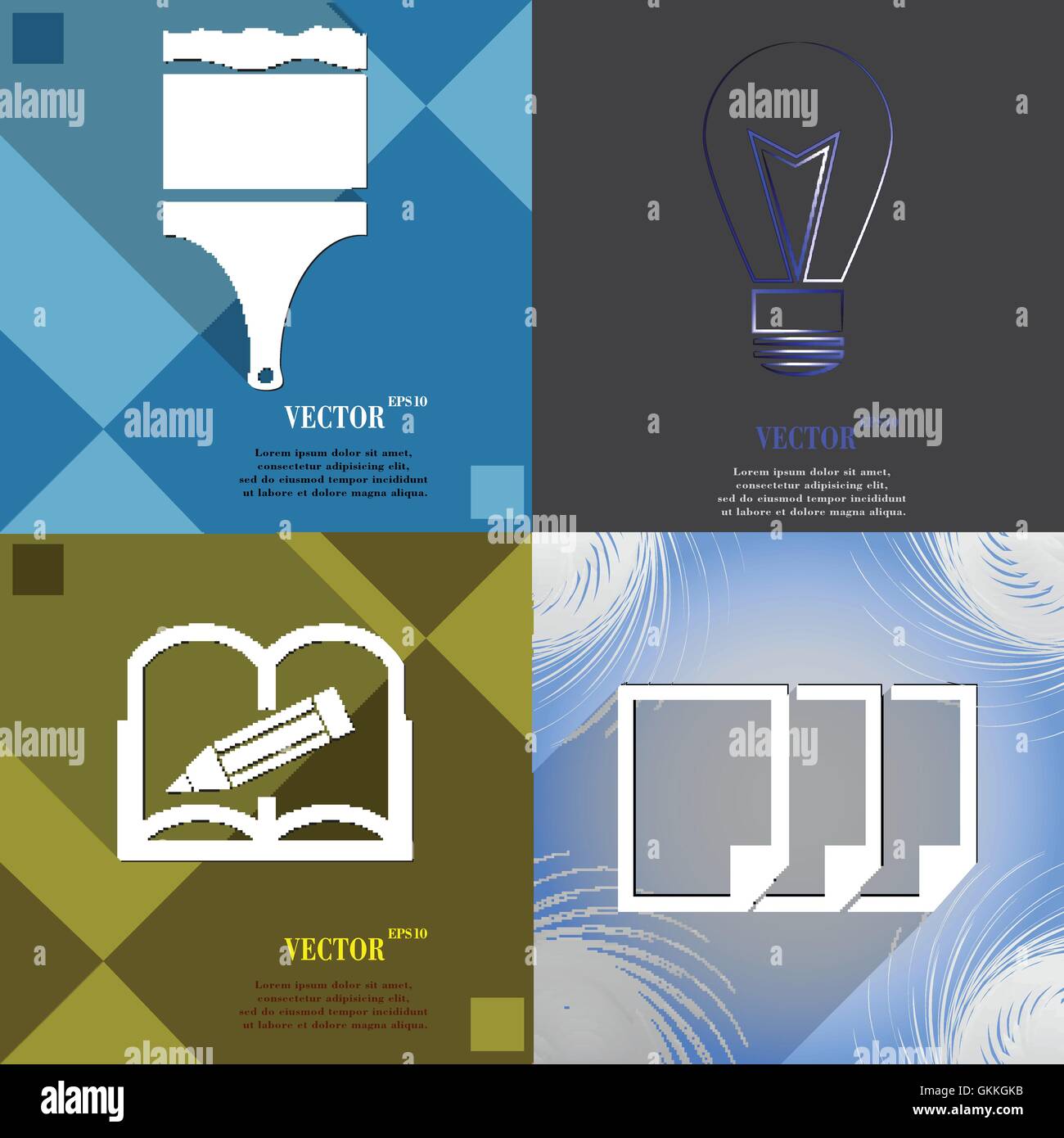 Set of abstract backgrounds with different web icons Stock Vector Image ...