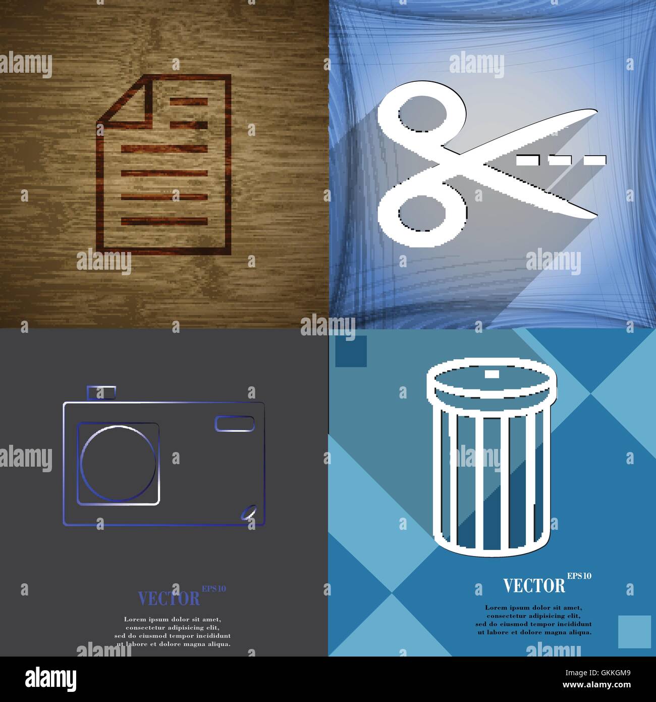Set of abstract backgrounds with different web icons Stock Vector Image ...