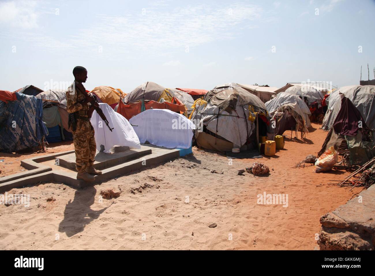 On December 6, 2014, a soldier of the Somali National Army stands guard ...