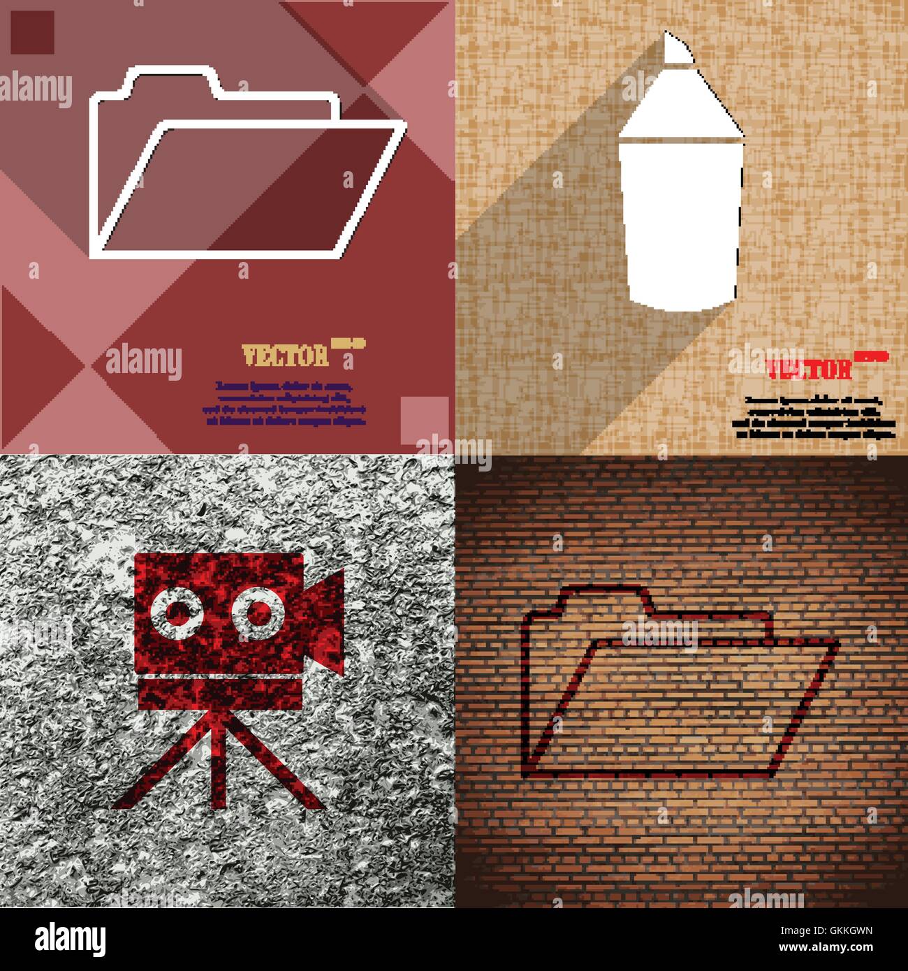 Set of abstract backgrounds with different web icons Stock Vector Image ...
