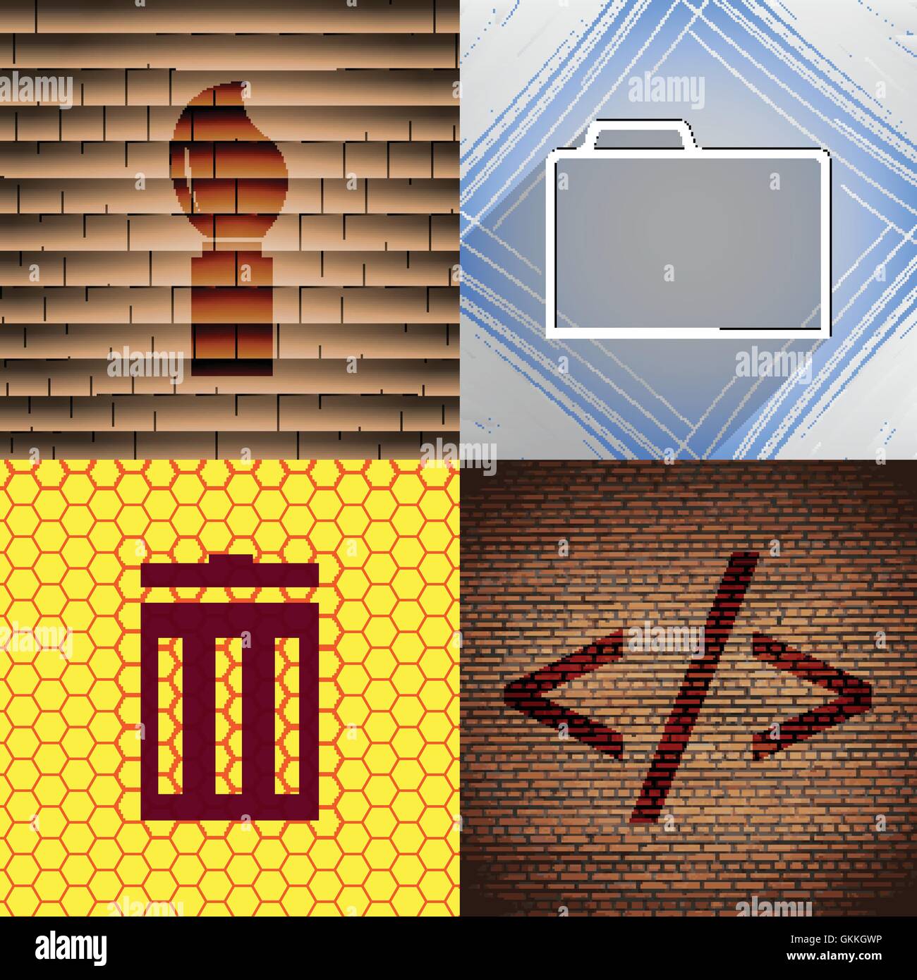 Set of abstract backgrounds with different web icons Stock Vector Image ...