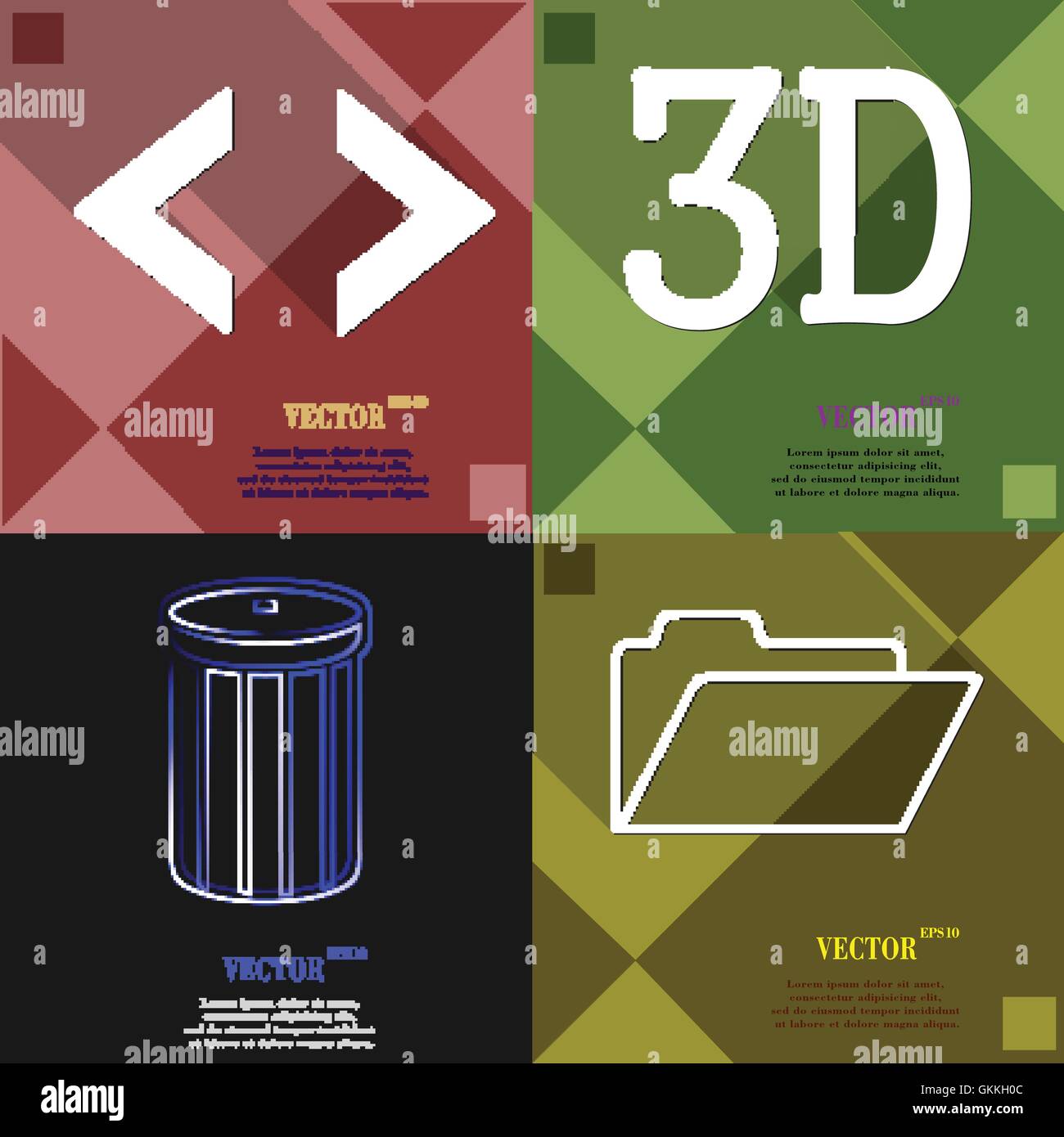 Set of abstract backgrounds with different web icons Stock Vector Image ...