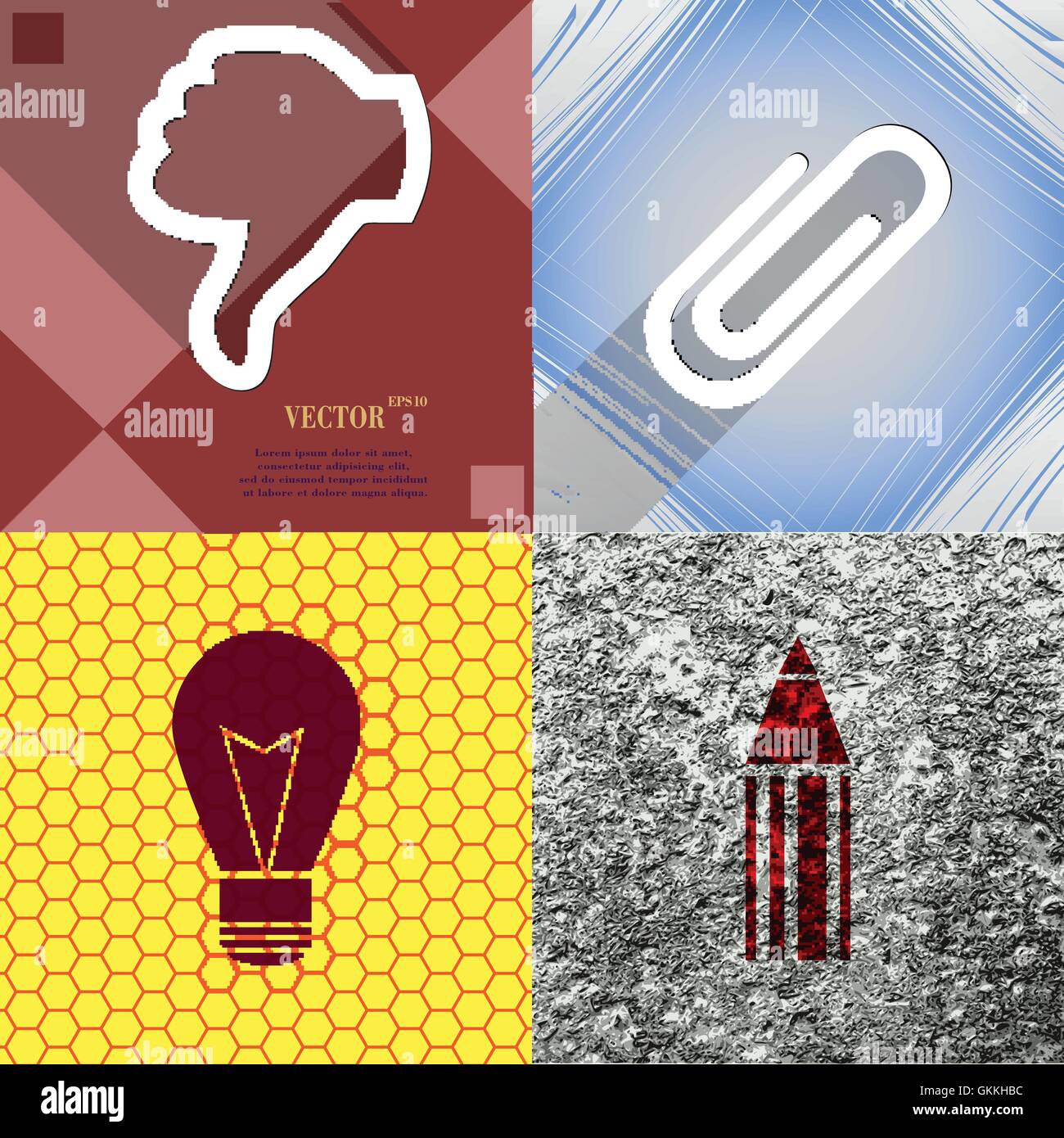 Set of abstract backgrounds with different web icons Stock Vector Image ...