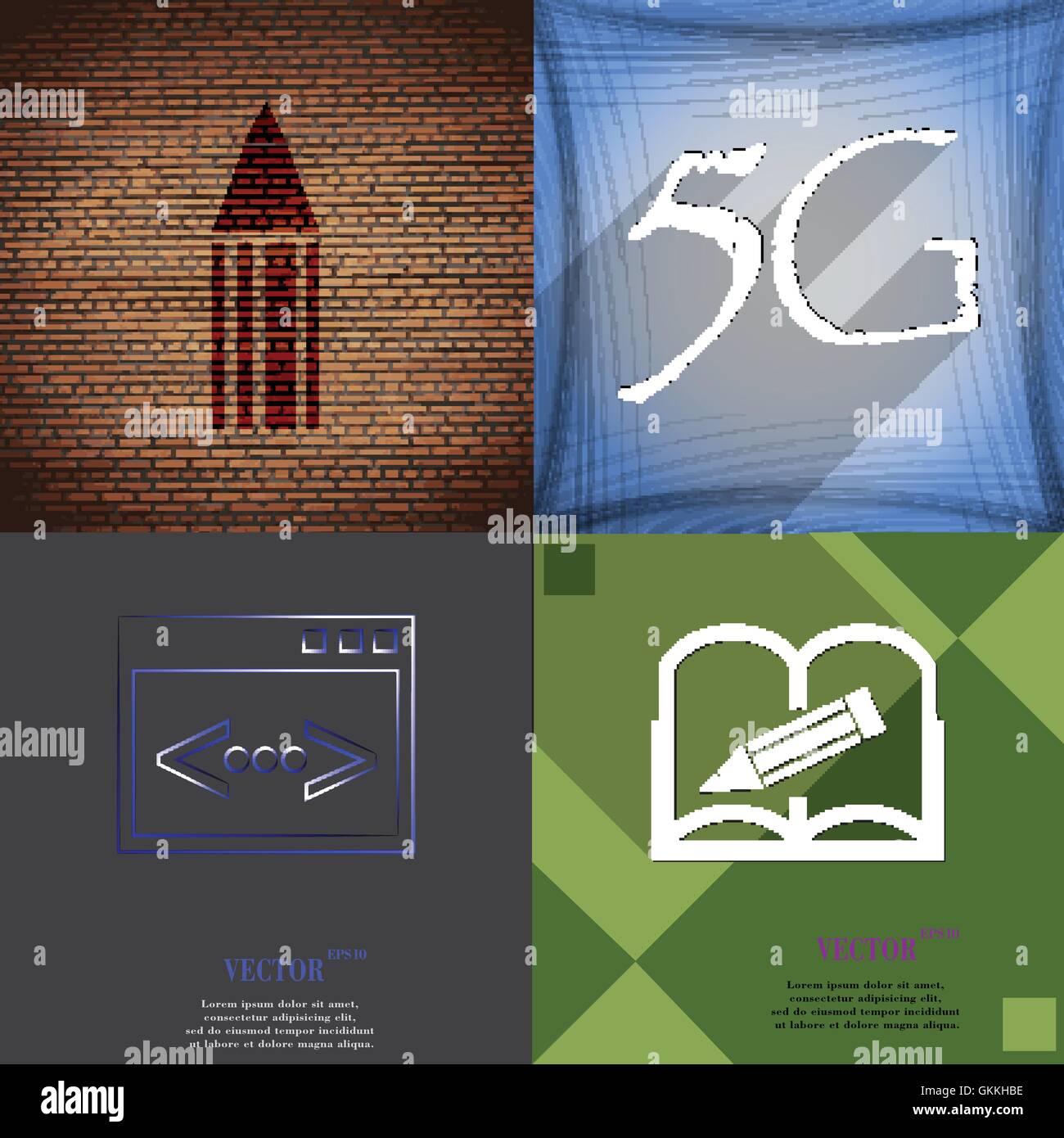 Set of abstract backgrounds with different web icons Stock Vector Image ...