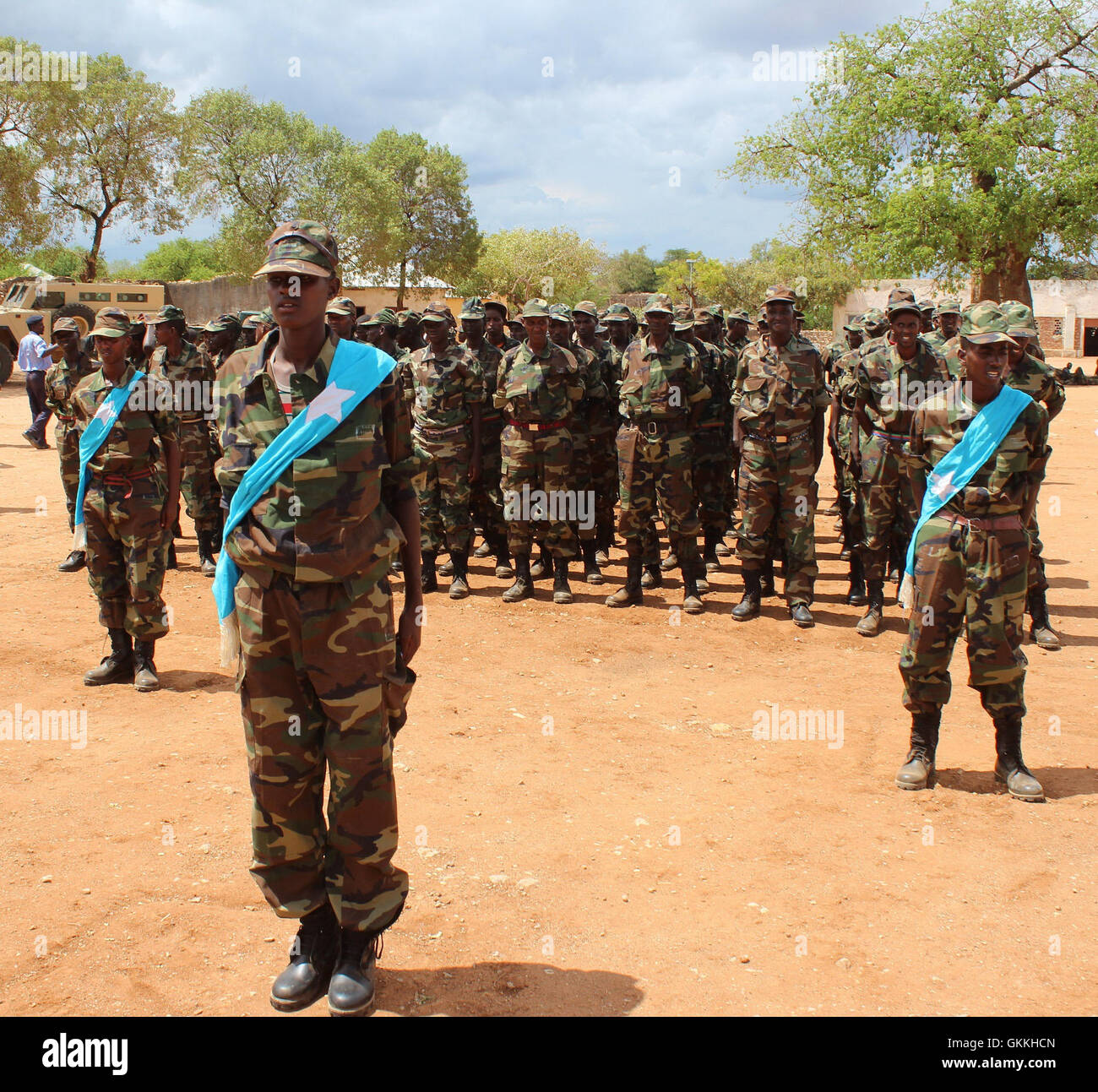 Soldiers of the Somali National Army (SNA) march in a parade during ...
