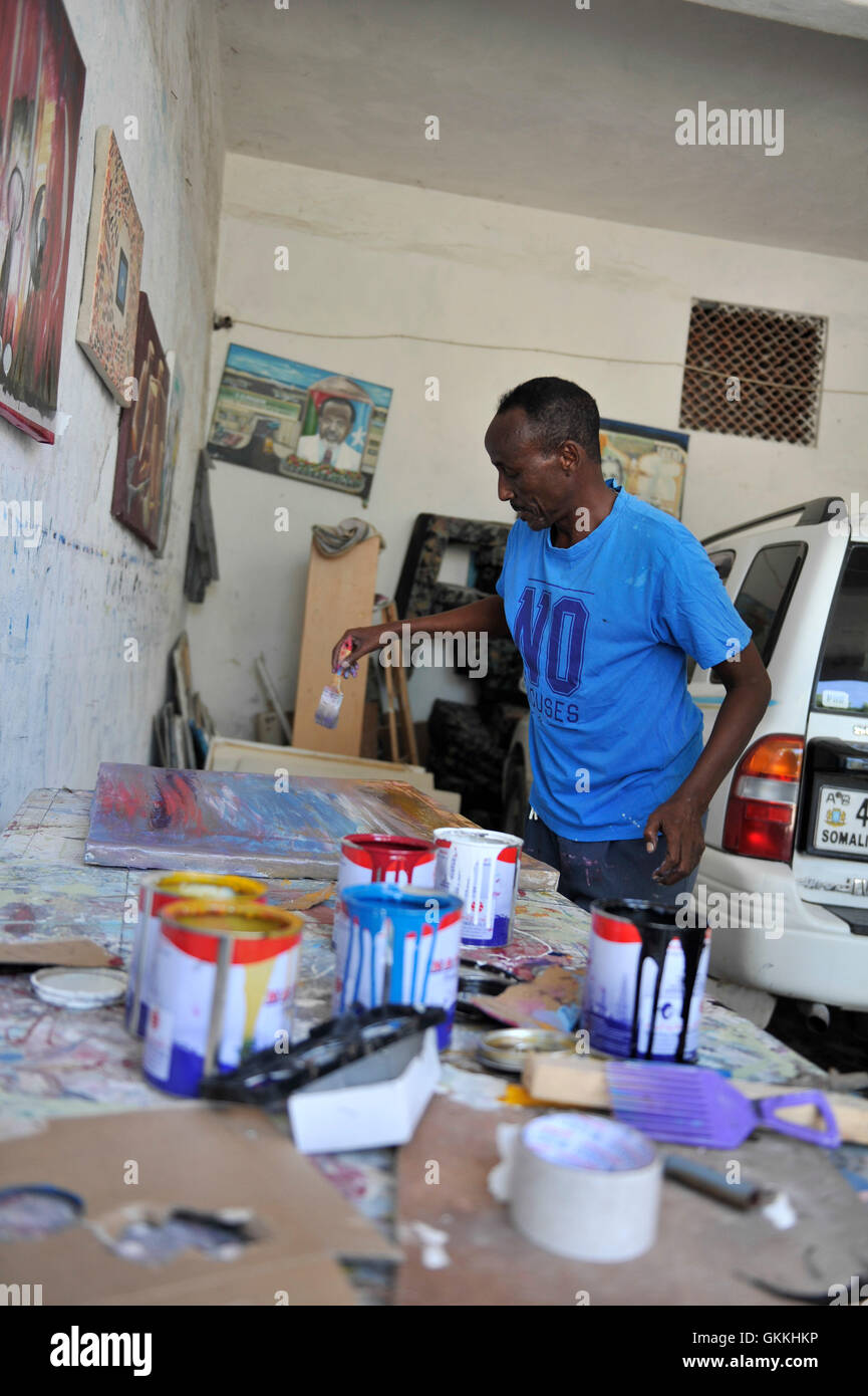 Somali artist Adan Farah Afey paints at the Centre for Research and ...