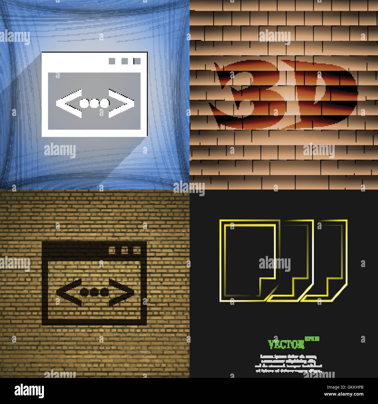 Set of abstract backgrounds with different web icons Stock Vector Image ...
