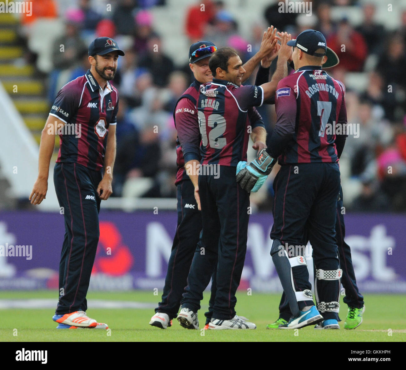 Northamptonshire Steelbacks Muhammad Azharullah (centre) celebrates ...
