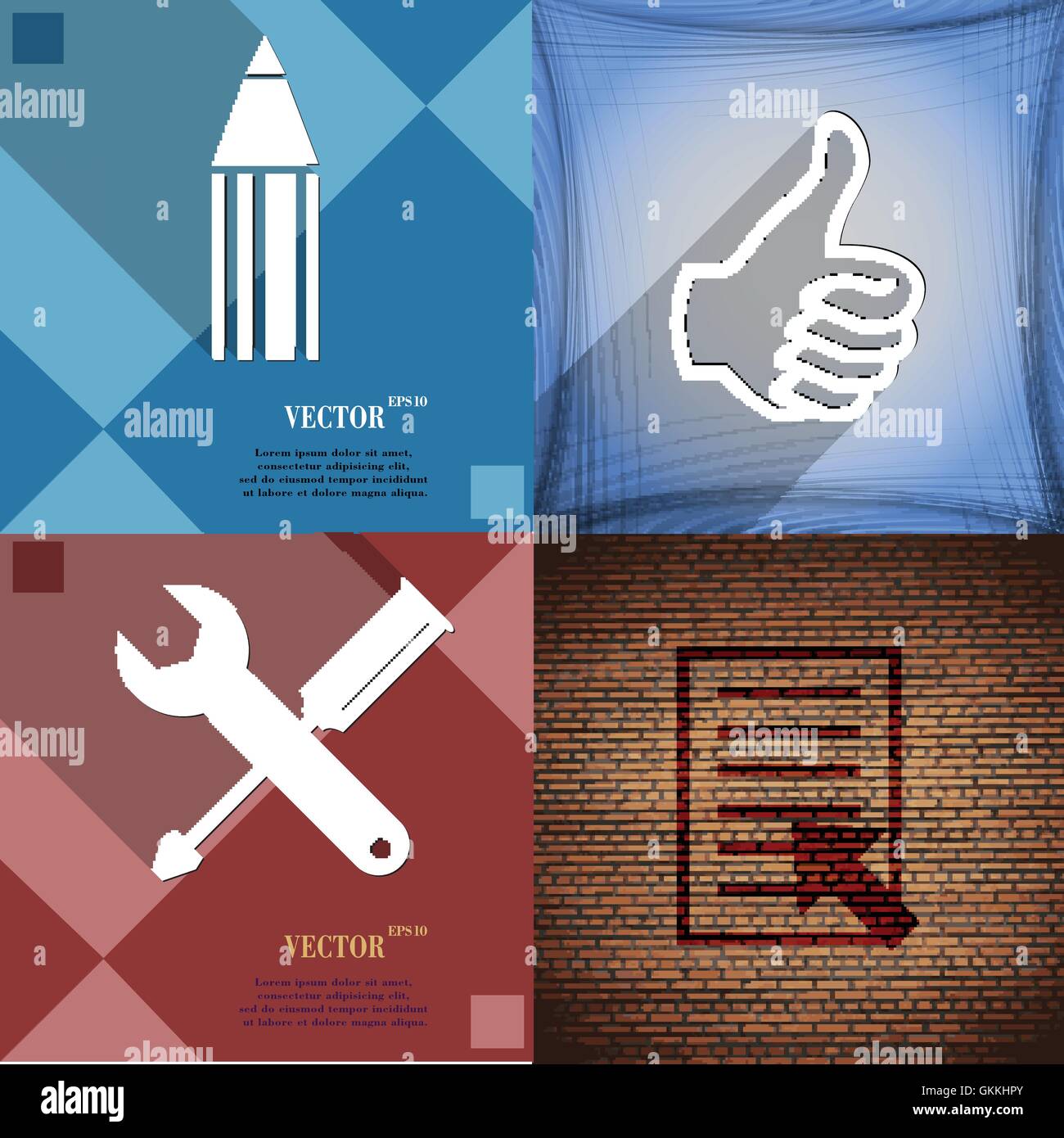 Set of abstract backgrounds with different web icons Stock Vector Image ...