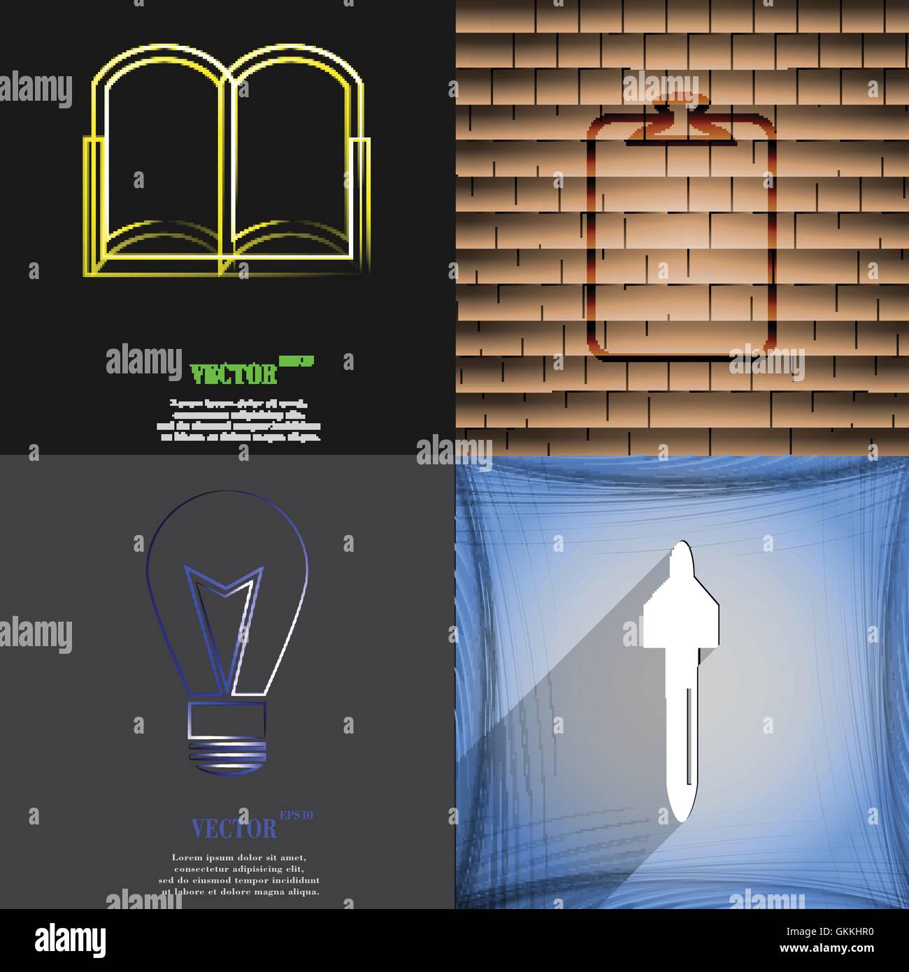 Set of abstract backgrounds with different web icons Stock Vector Image ...