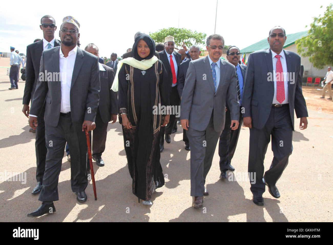 On May 7, 2015, from left to right: Jubbaland President Ahmed Madobe ...