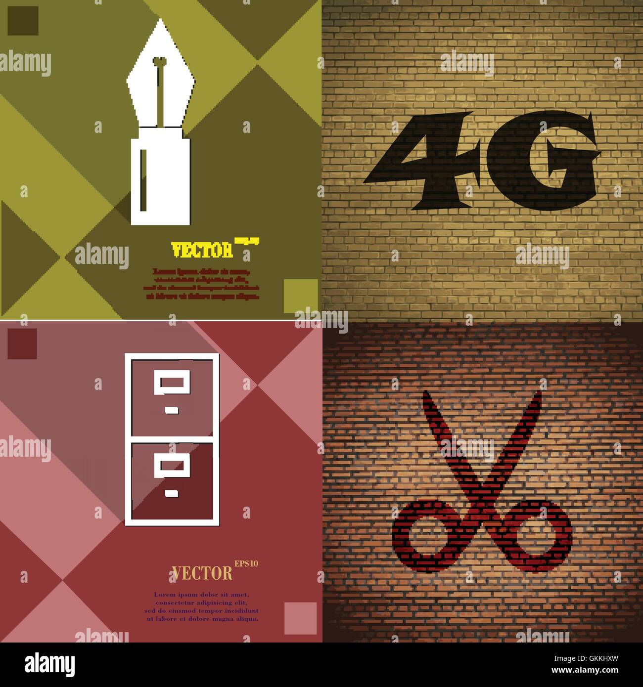 Set of abstract backgrounds with different web icons Stock Vector Image ...