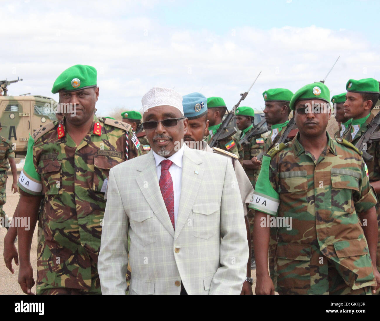 Brig. Gen. Gebremedian Fikadu, AMISOM Sector 3 Commander, alongside ...