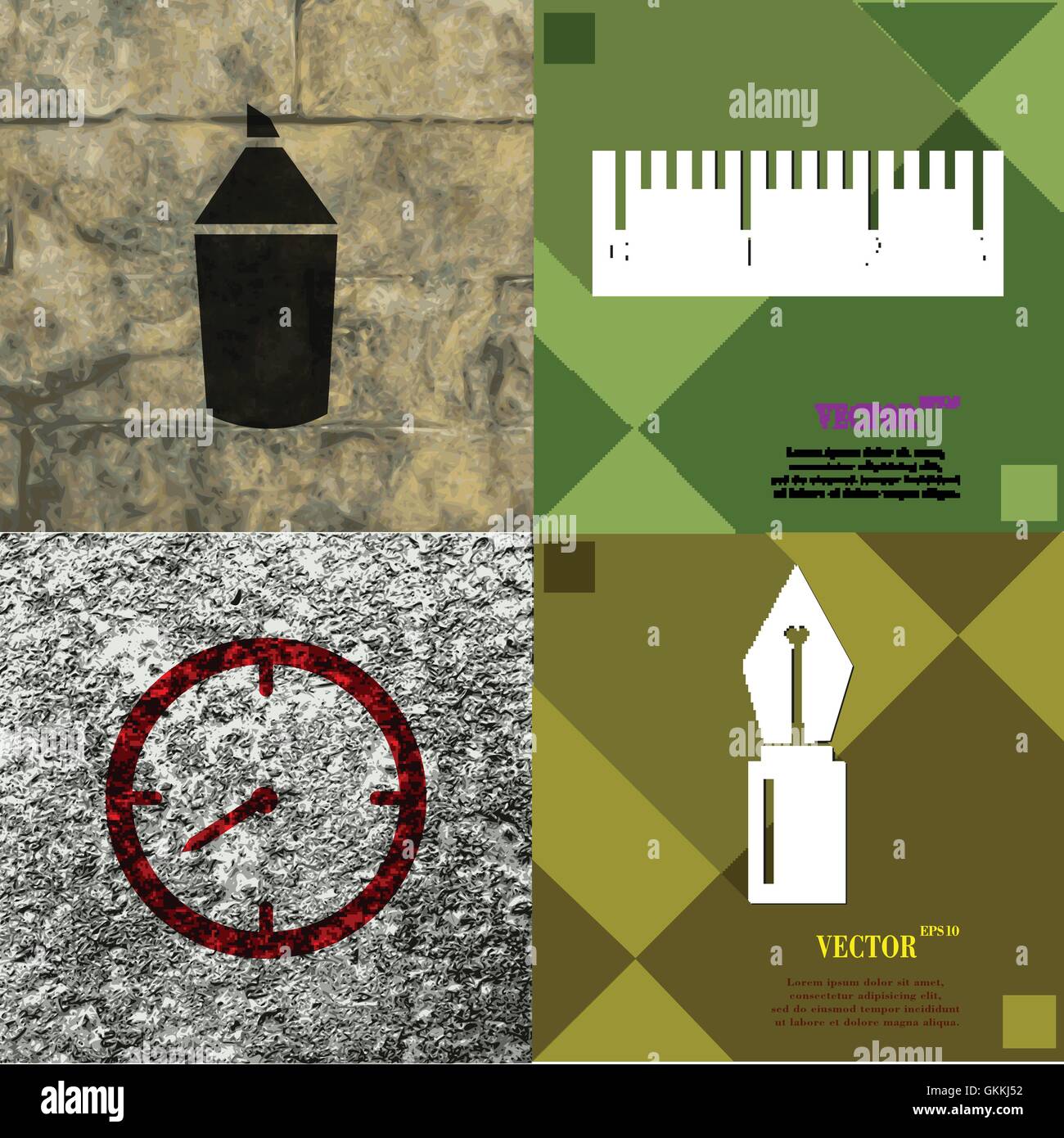 Set of abstract backgrounds with different web icons Stock Vector Image ...