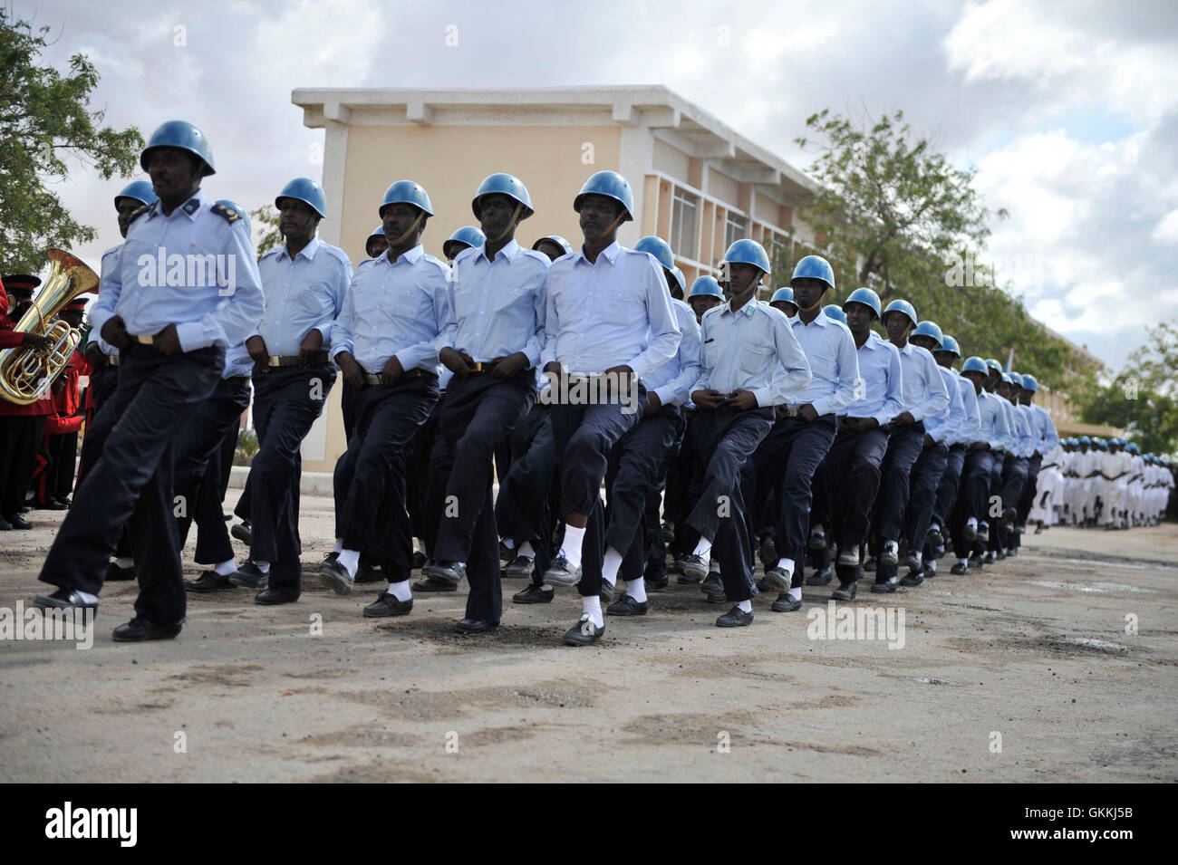 Somali National Army soldiers march past during the SNA 55th ...