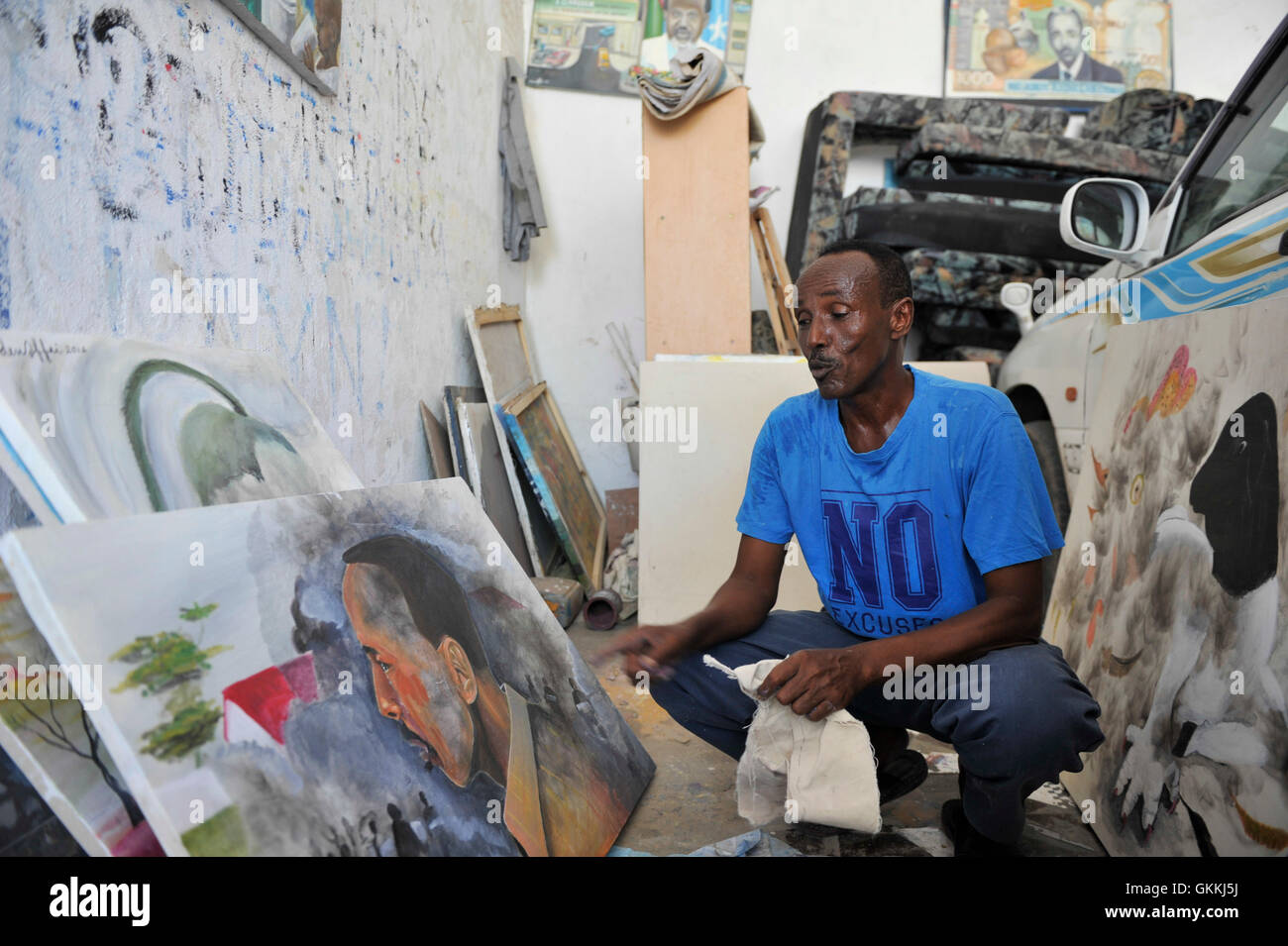 Somali artist Adan Farah Afey works at the Centre for Research and ...