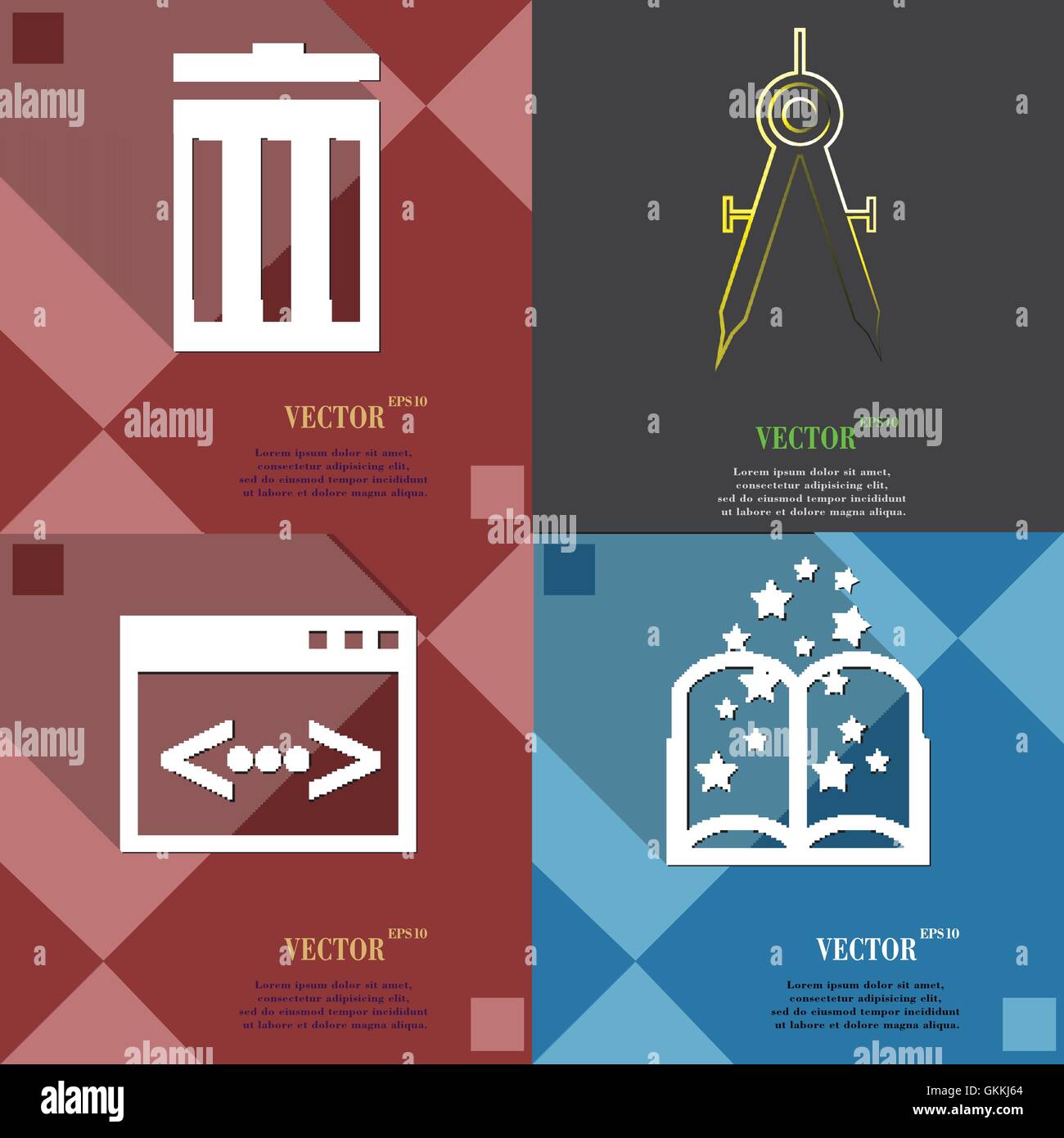 Set of abstract backgrounds with different web icons Stock Vector Image ...
