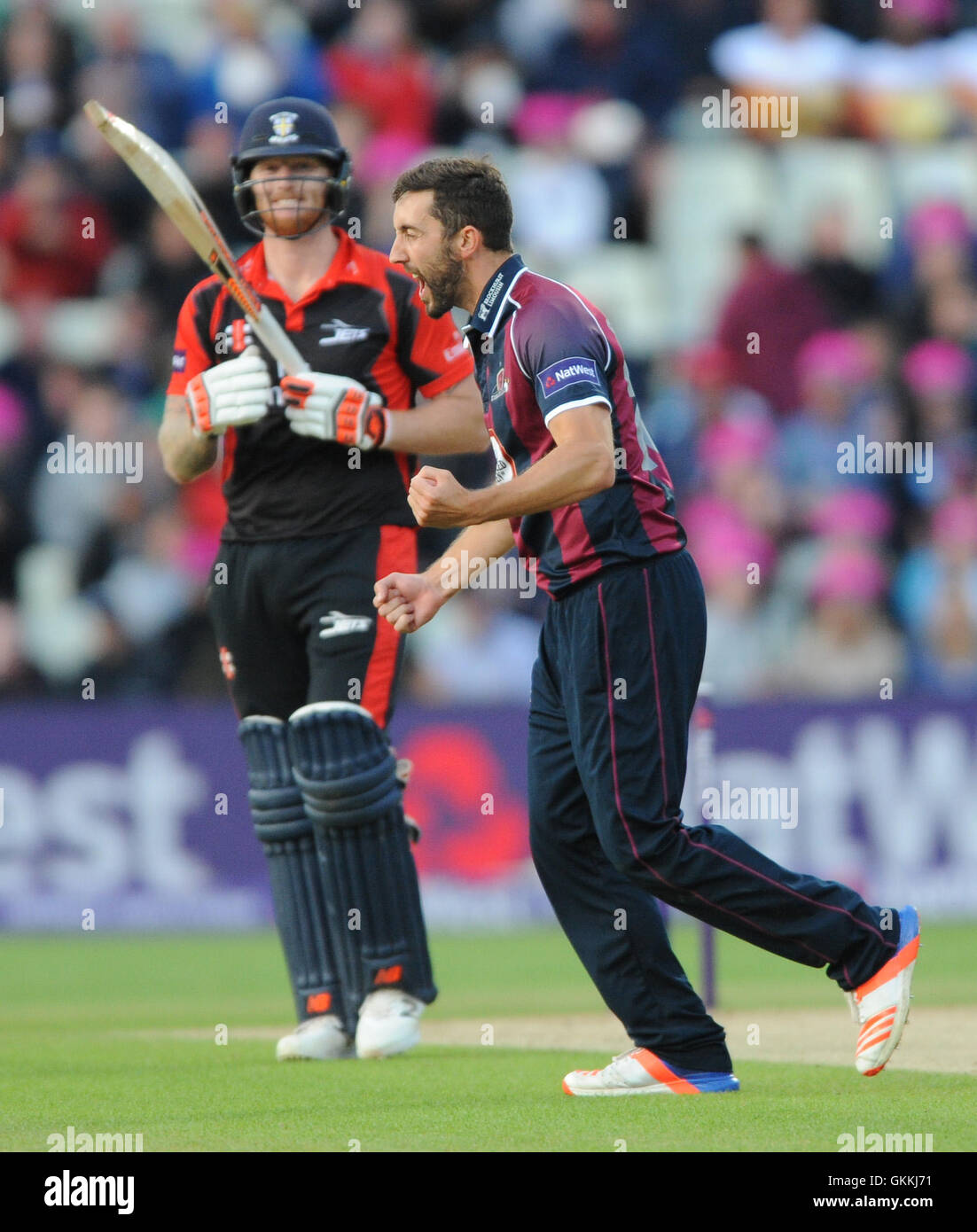 Northamptonshire Steelbacks Ben Sanderson (right) celebrates after ...