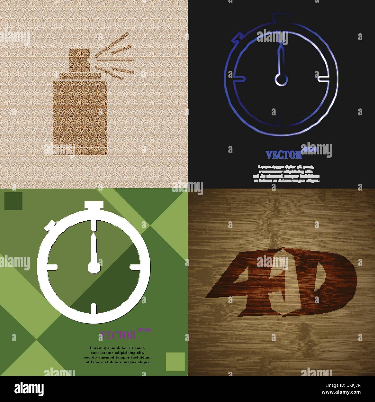 Set of abstract backgrounds with different web icons Stock Vector Image ...