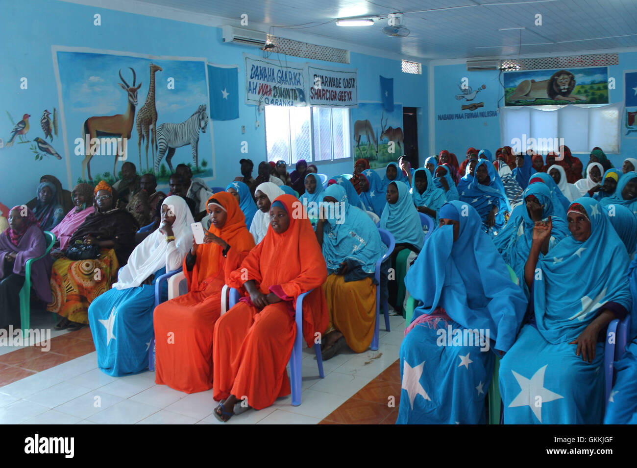 Residents of Hodan district in Mogadishu attend a community policing ...