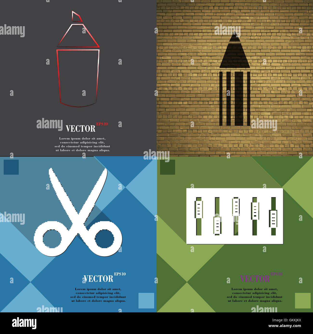 Set of abstract backgrounds with different web icons Stock Vector Image ...