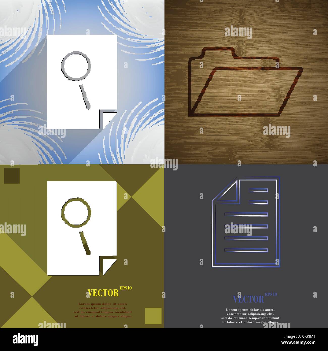 Set of abstract backgrounds with different web icons Stock Vector Image ...