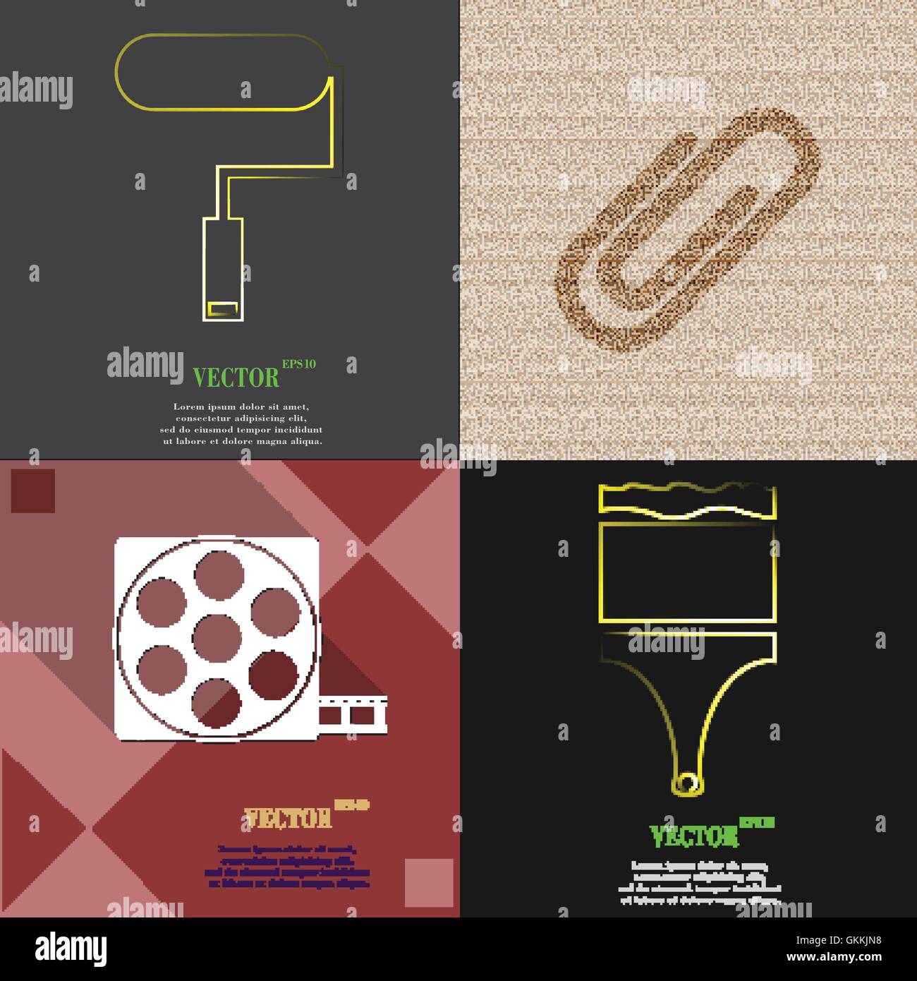 Set of abstract backgrounds with different web icons Stock Vector Image ...