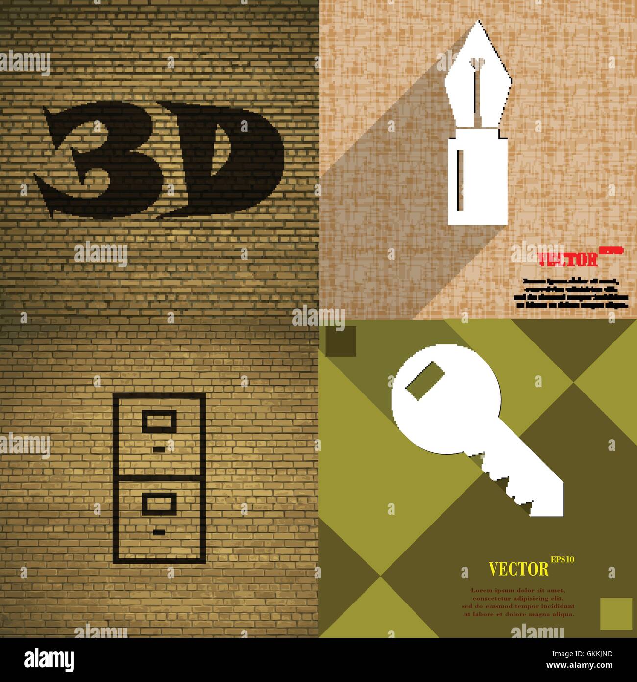 Set of abstract backgrounds with different web icons Stock Vector Image ...
