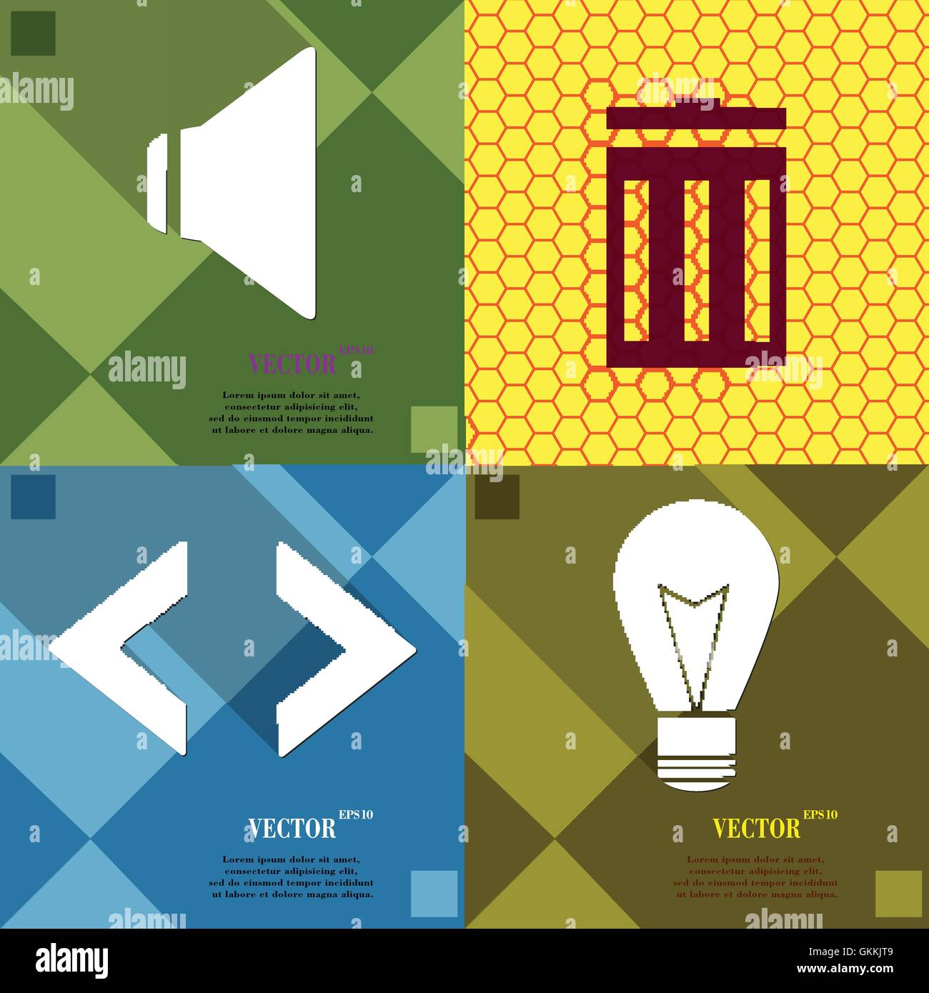 Set of abstract backgrounds with different web icons Stock Vector Image ...