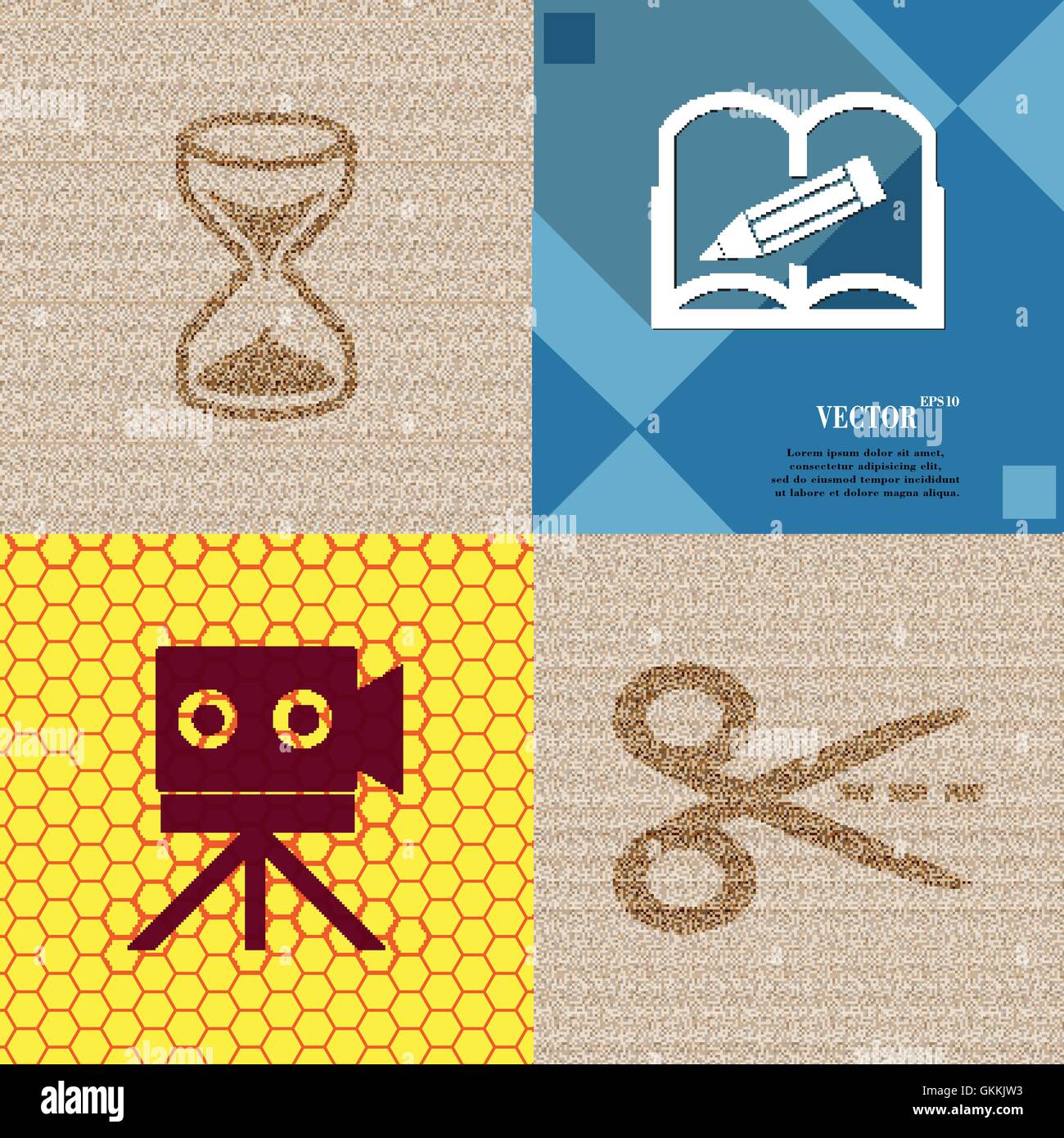 Set of abstract backgrounds with different web icons Stock Vector Image ...
