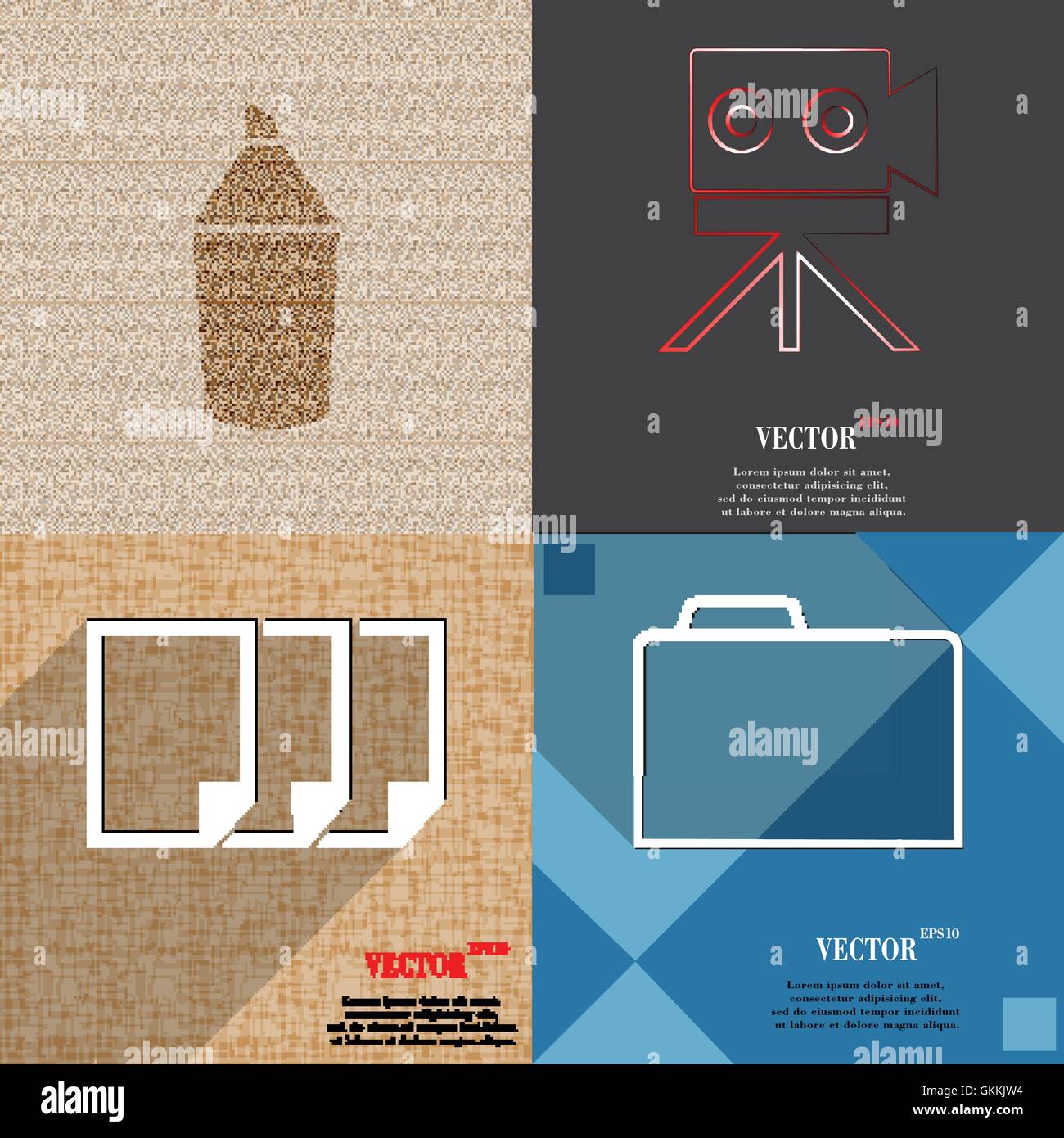 Set of abstract backgrounds with different web icons Stock Vector Image ...