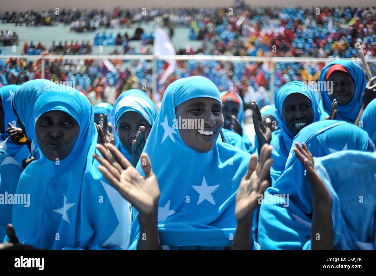 Women, adorned in Somali flags, celebrate Somalia's Independence Day at ...
