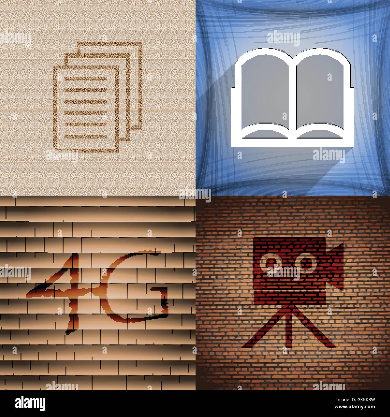 Set of abstract backgrounds with different web icons Stock Vector Image ...