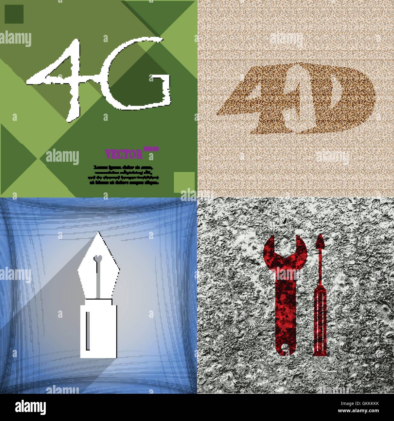 Set of abstract backgrounds with different web icons Stock Vector Image ...