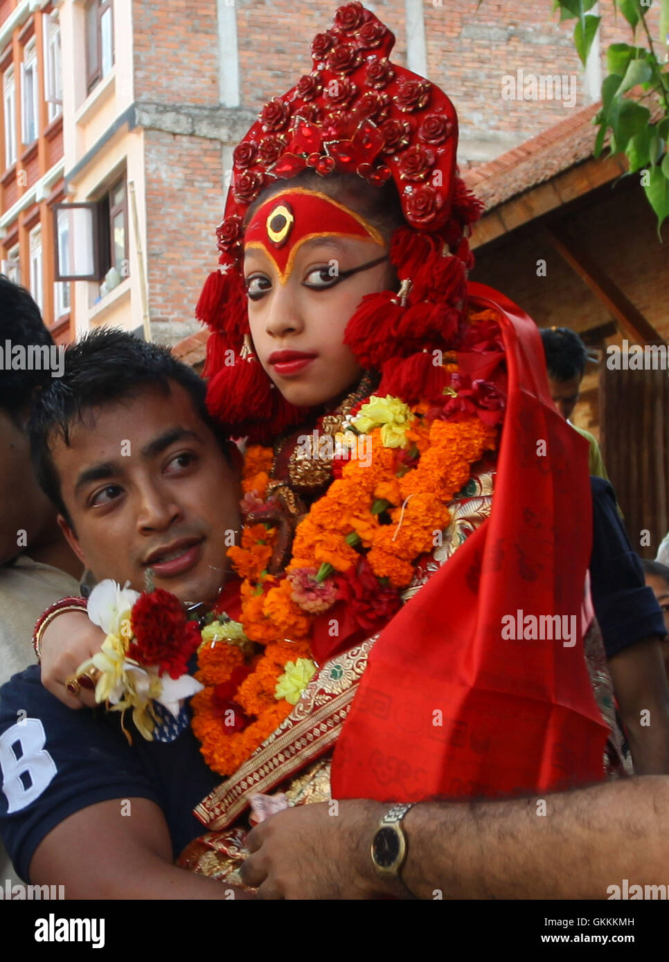 Living Goddess Kumari is carried during her pilgrimage visit to ...