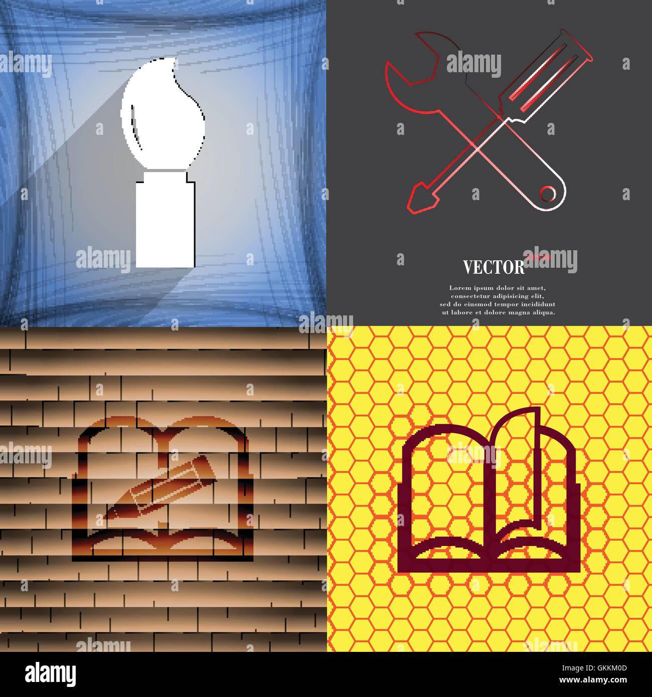 Set of abstract backgrounds with different web icons Stock Vector Image ...