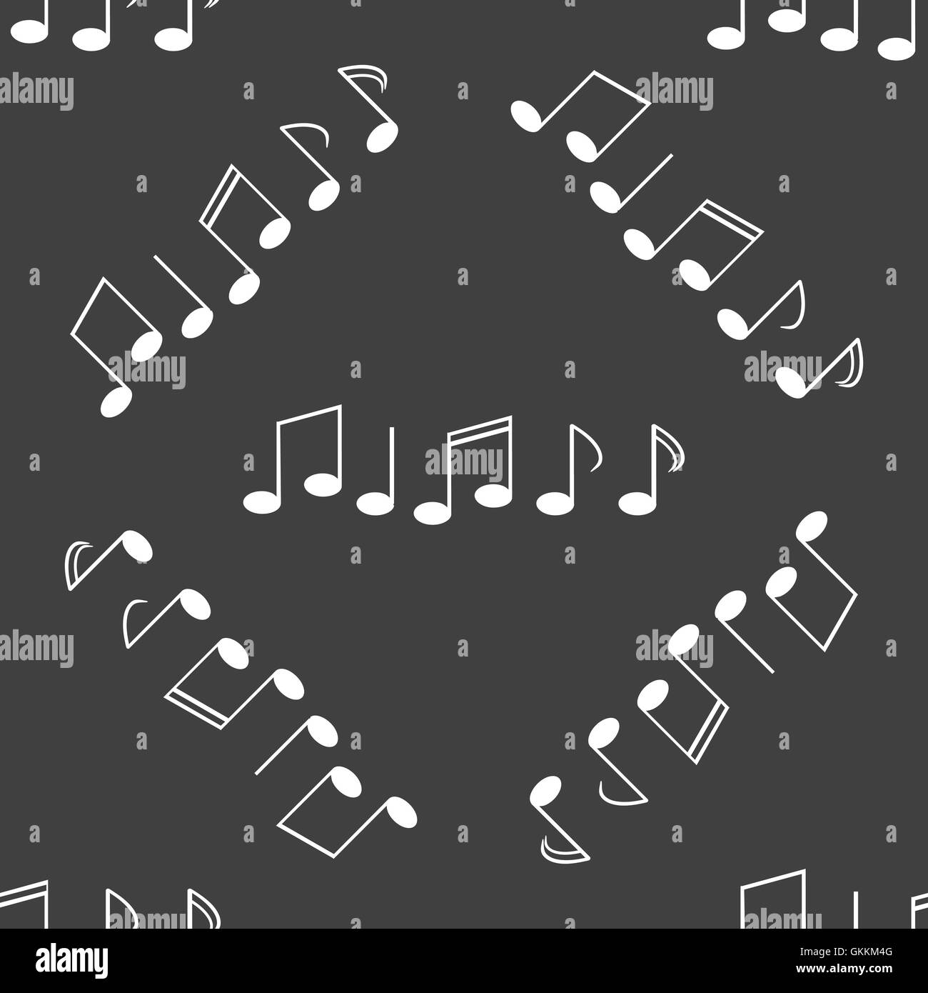 Music elements notes web icon. flat design. Seamless gray pattern Stock ...