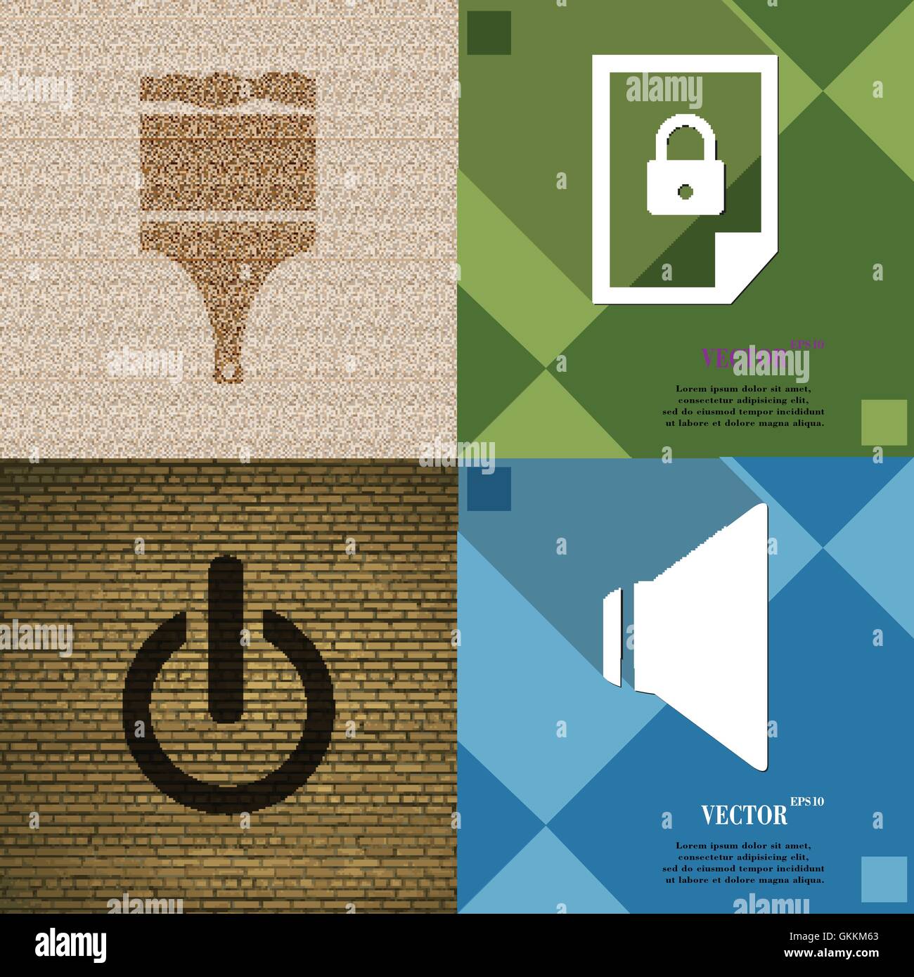 Set of abstract backgrounds with different web icons Stock Vector Image ...