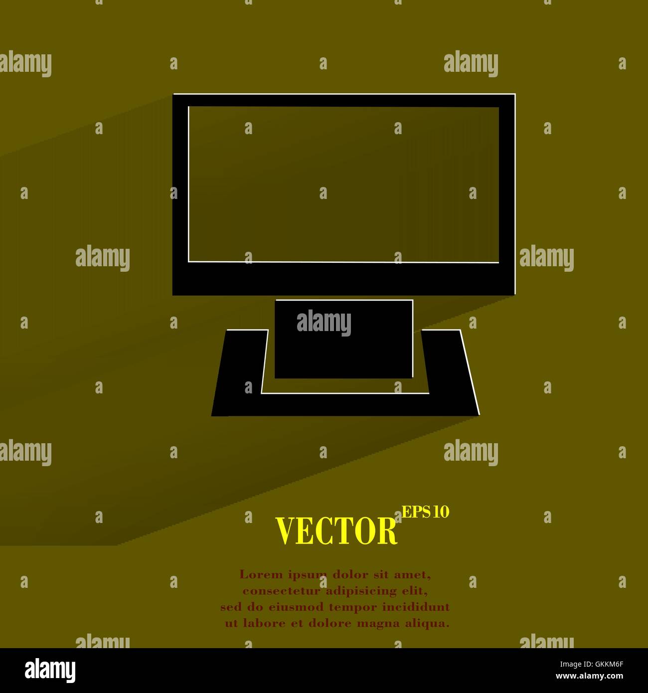 Computer. Flat modern web button with long shadow and space for your text Stock Vector Image ...