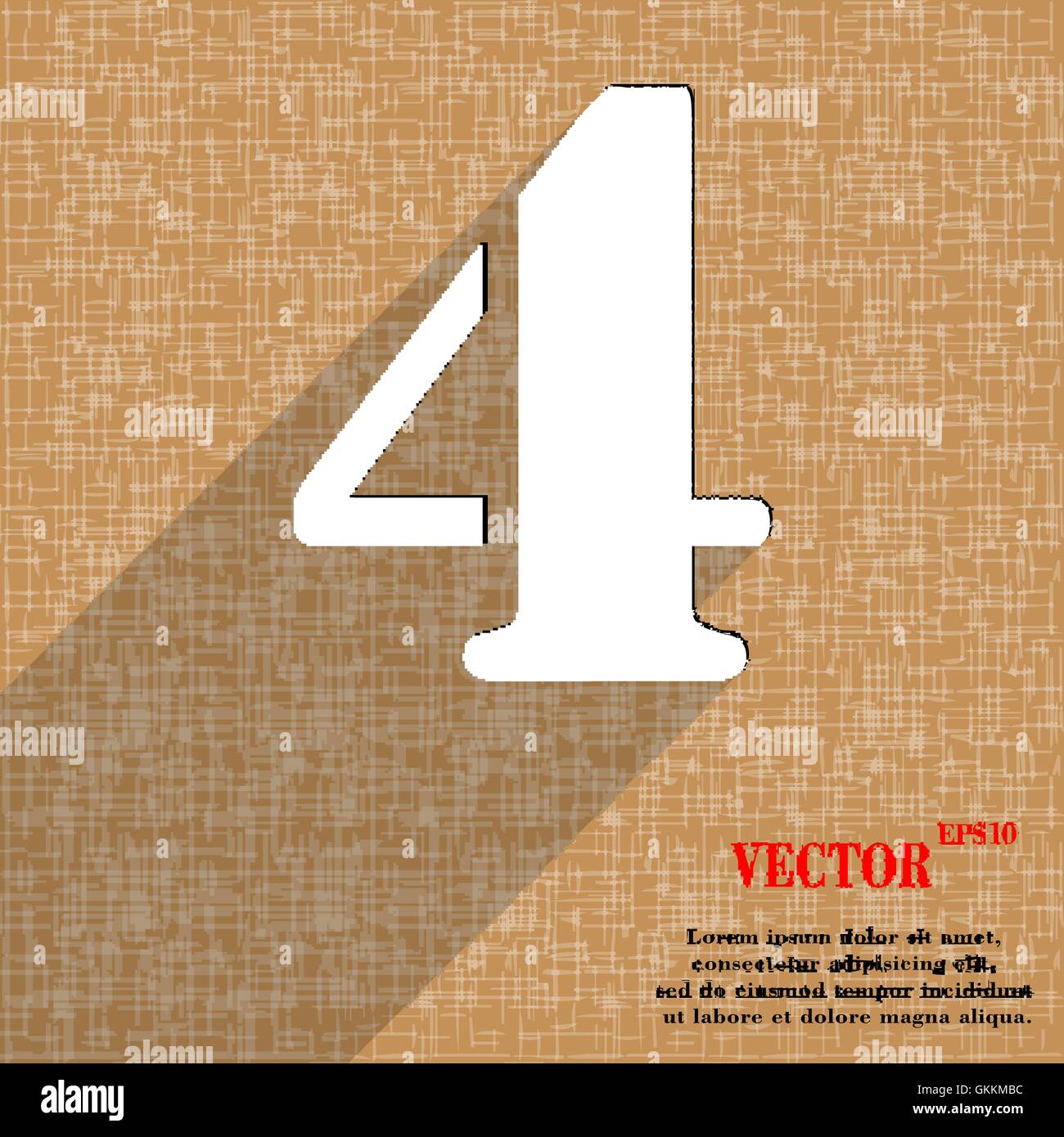 number four icon symbol Flat modern web design with long shadow and ...